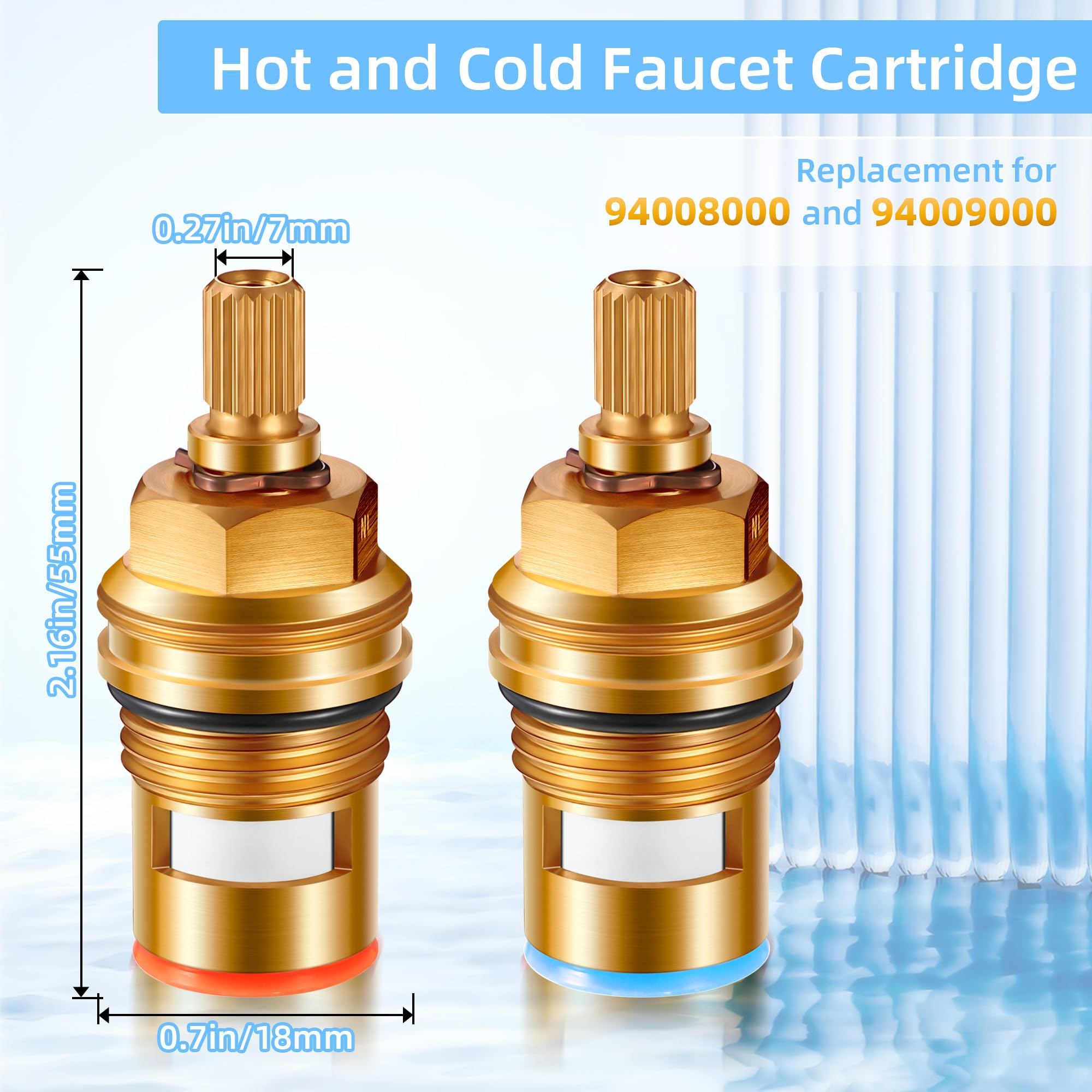 Dreyoo Hot Cold Faucet Cartridge Replacement Compatible with hansgrohe Basic Set, Axor Carlton, Citterio, Steel and Terrano Valves, 1 Inch Turn Flow Cartridge Replacement for 94008000 94009000