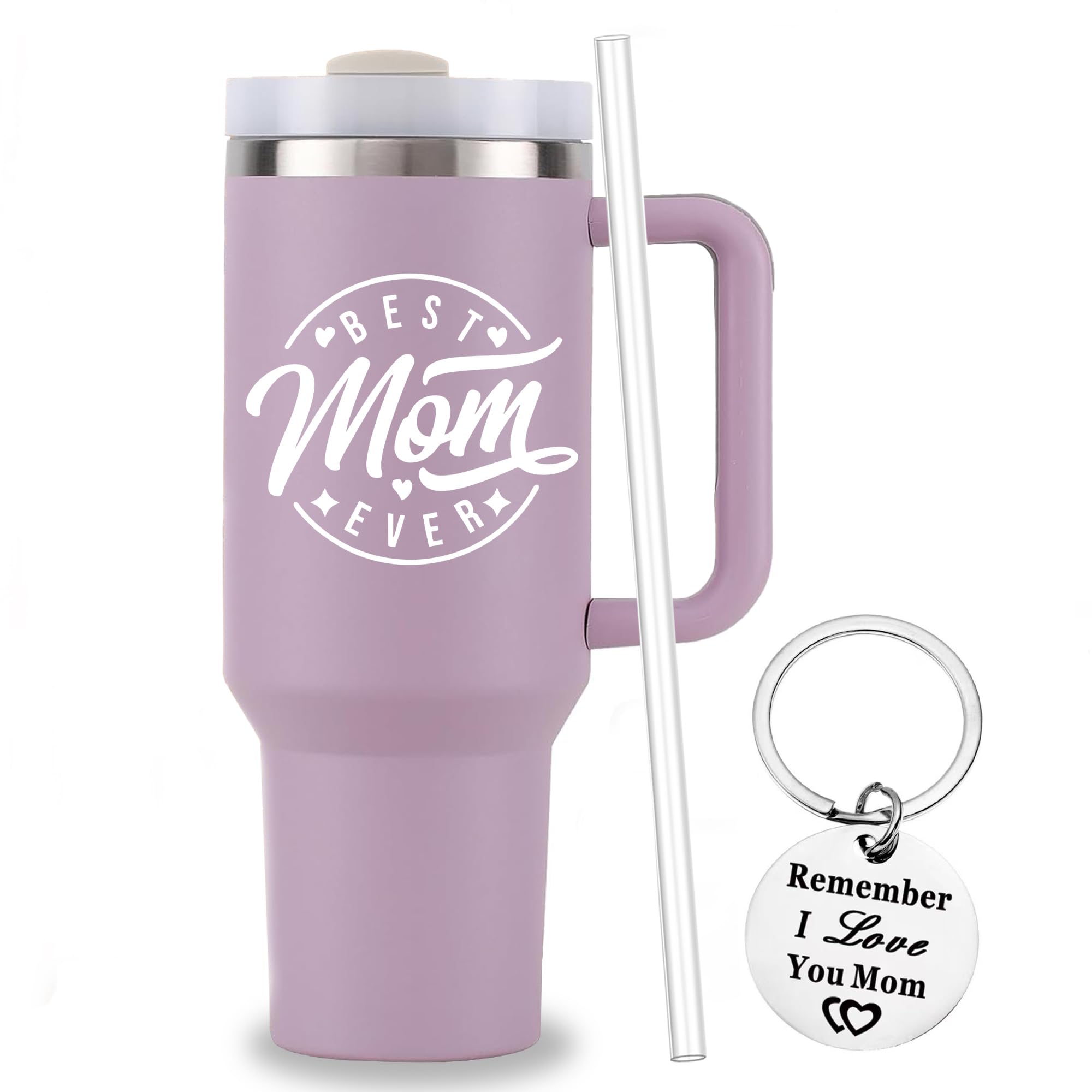 CHONG SHENG Best Mom Ever 40OZ Coffee Tumbler - Gifts for Mom from Daughter for Mother's Day, Christmas, Birthday gIfts Idea for Mama