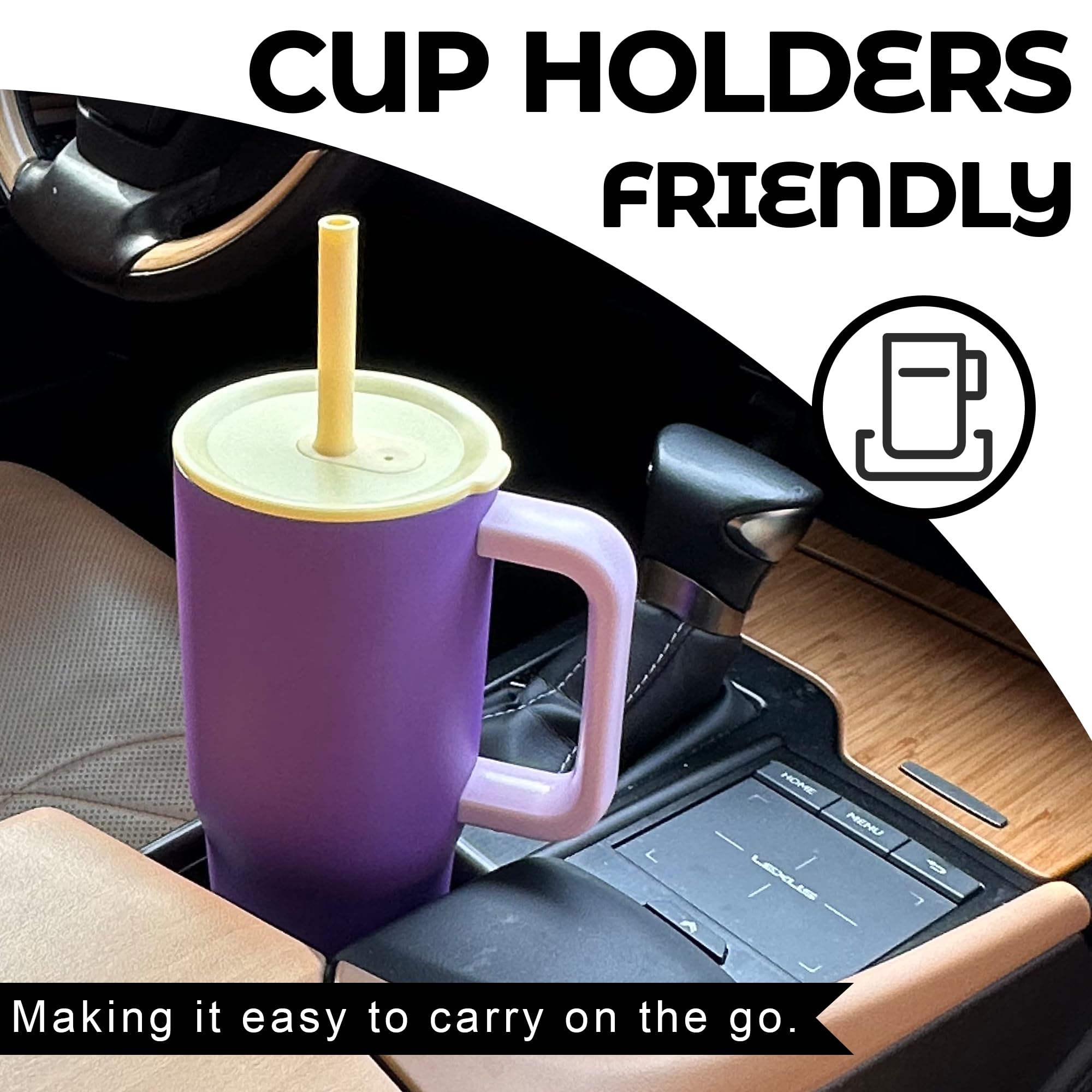 winiwo 40 oz Tumbler with Handle and Straw for Her, Flexible Straw, Insulated Tumbler Cups with Silicone Bottom, Keeps Beverages Cold Up to 24 Hours, Gym/Work/Travel/School/Gift(Grape Purple)