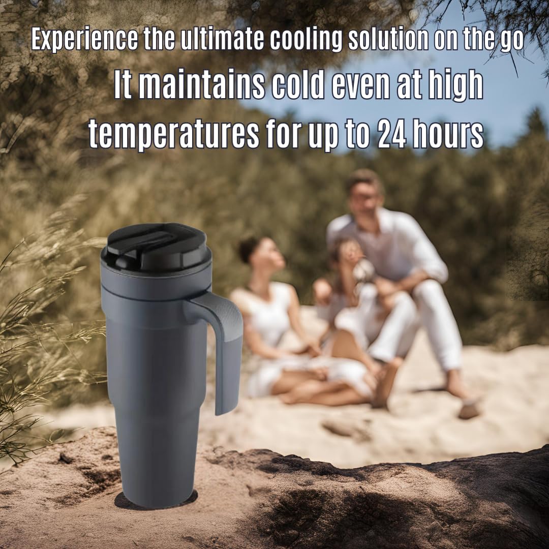 Sama Goods Cafeteria Coffee Mug with Handle for Hot and Cold Drinks, Travel Mug (grey), 40 OZ, Gray, FC094