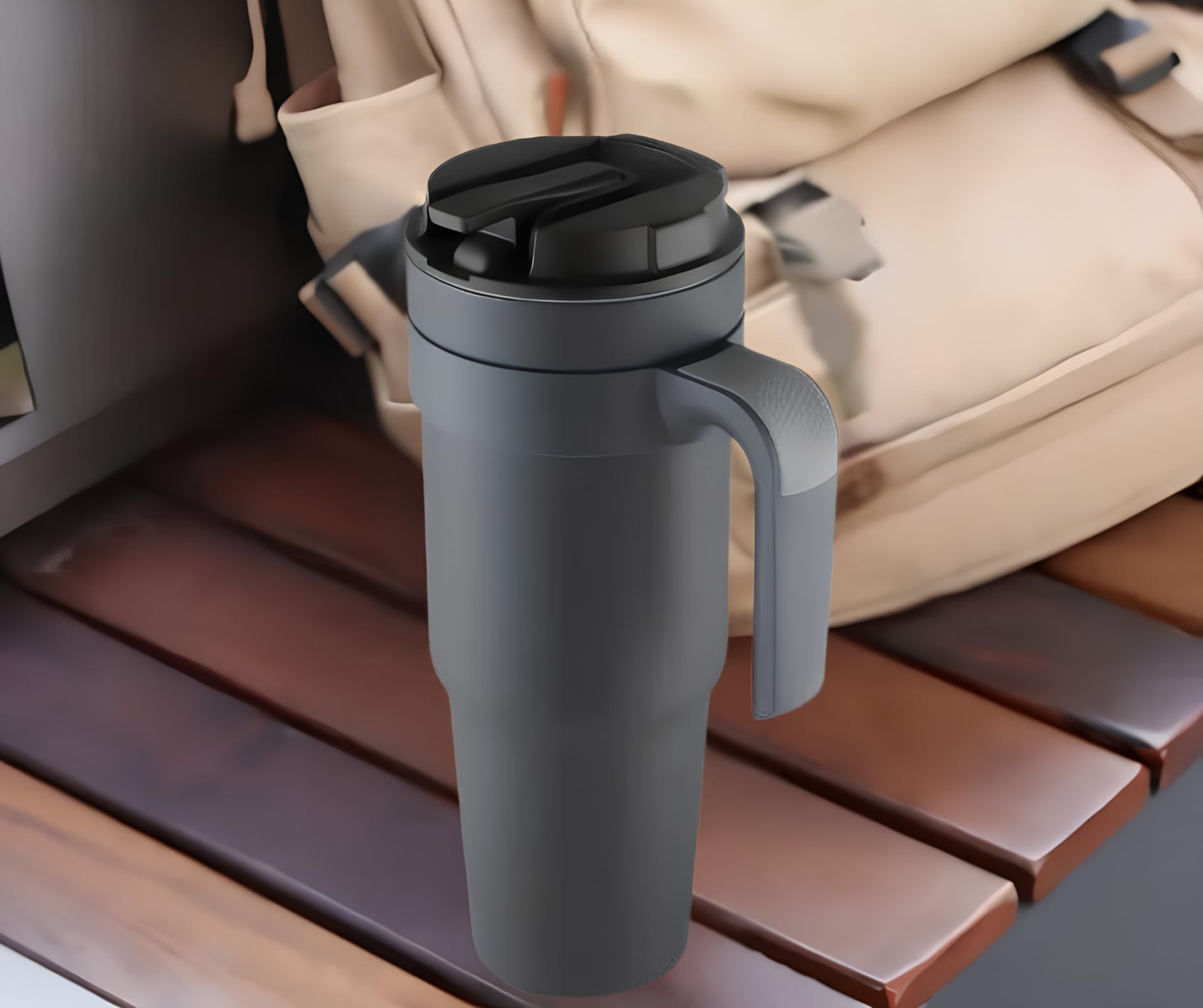Sama Goods Cafeteria Coffee Mug with Handle for Hot and Cold Drinks, Travel Mug (grey), 40 OZ, Gray, FC094