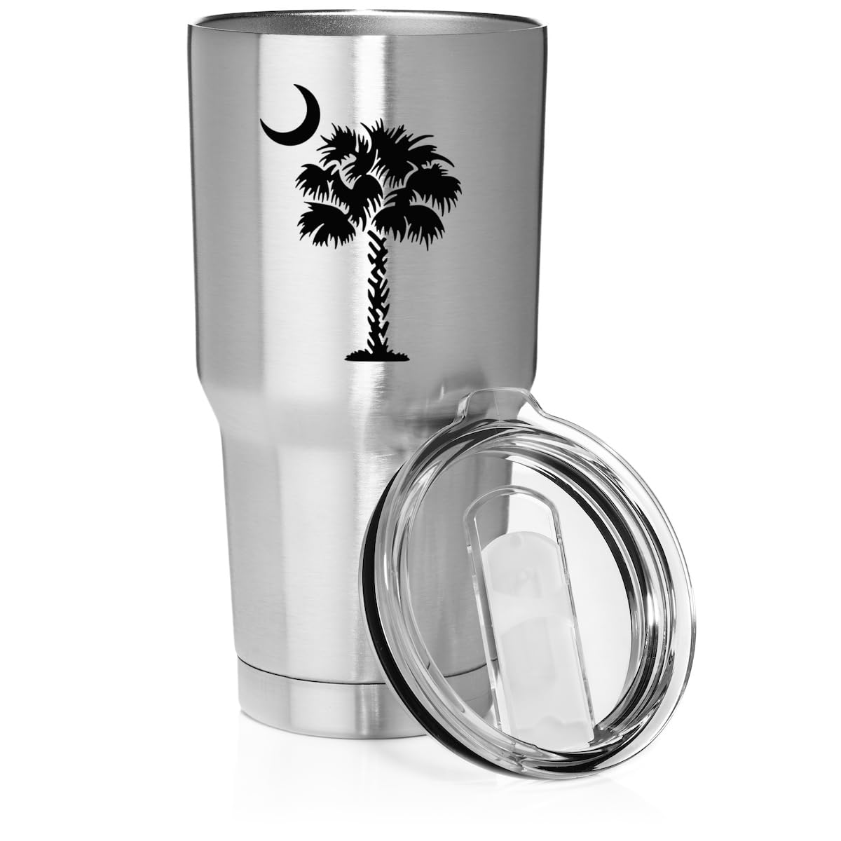 Smooth Body Tumbler Stainless Steel Vacuum Insulated Travel Mug Cup Gift Palmetto Tree South Carolina Palm Moon (Stainless Steel, 30 oz)