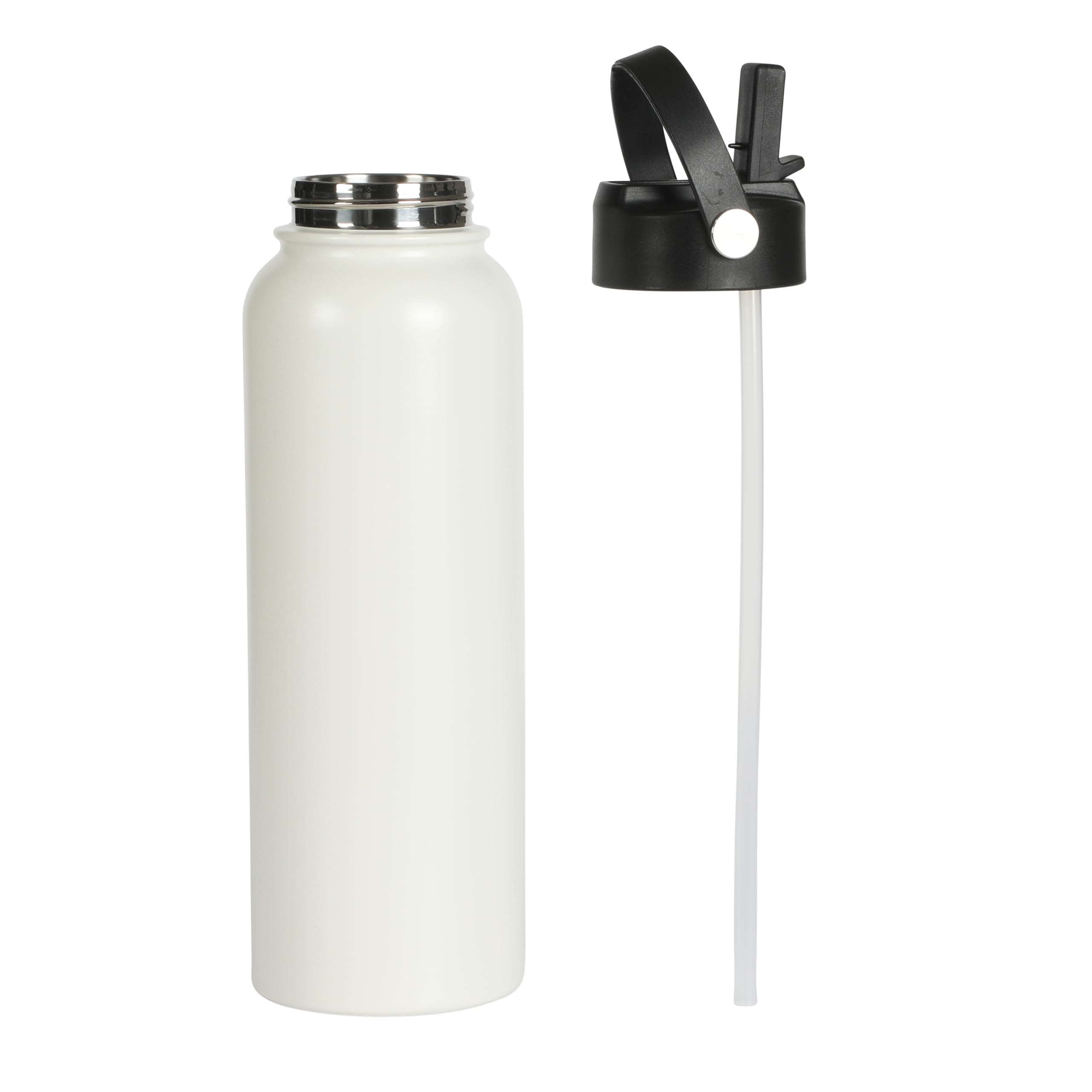 Gibson Home Marina Thermal Insulated 38 OZ Bottle W/Straw, Leak Proof, Vacuum Double Walled Stainless Steel Sports Flask W/Handle, BPA Free