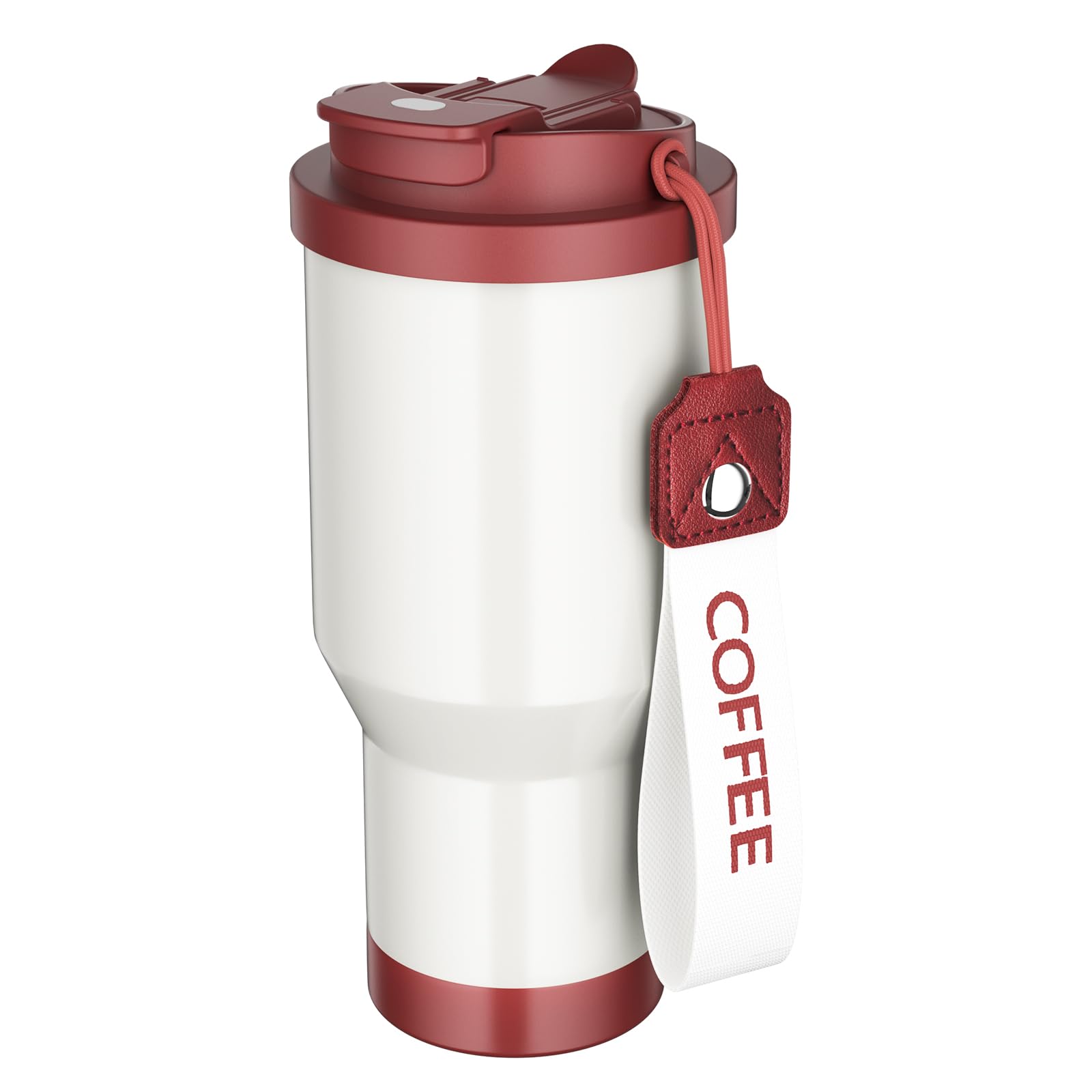 MURRICON 18 oz Stainless Steel Travel Coffee Mug,Vacuum Insulated Coffee Tumbler,Portable Coffee Cups with Lid and Straw,Red