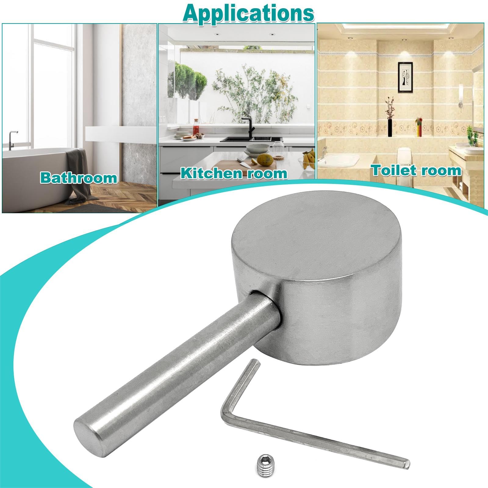 generic 1set 42mm Width 304 Stainless Steel Faucet Handle Kit,for Single Handle Faucet(One-Shape Type), Sliver