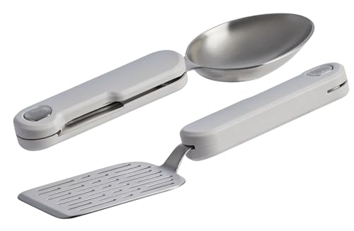 Stanley Wildfare Pro Stainless Steel Fold & Go Utensil Set | Folding Spatula and Spoon | Packable Outdoor Cookware | Camping Essentials for Your Camp Kitchen | BPA-Free | Pale Pebble & Stone
