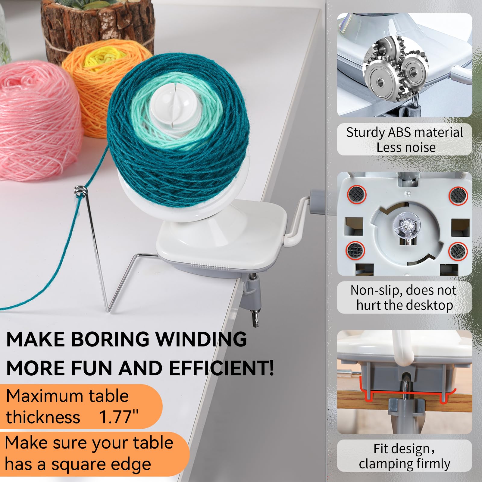 SPEENSUN Yarn Winder, Yarn Ball Winder, Easy-to-Install Efficiently Yarn Cake Winder Make Neat 3.5 oz Yarn Cake with Lower Noise, Yarn Winder for Crocheting for Crochet and Knitting Enthusiasts