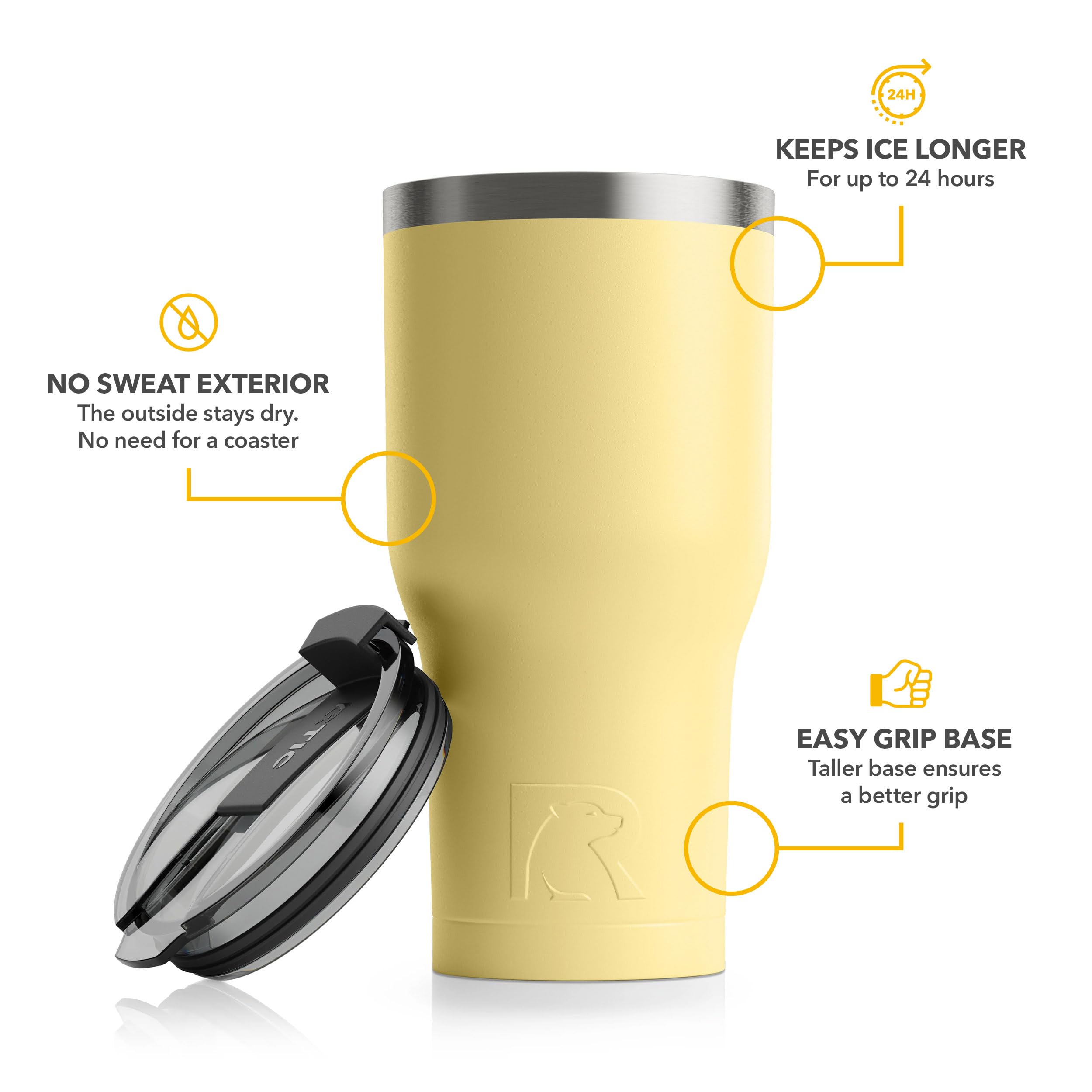 RTIC 30 oz Insulated Tumbler Stainless Steel Coffee Travel Mug with Lid, Spill Proof, Hot Beverage and Cold, Portable Thermal Cup for Car, Camping, Sunlight