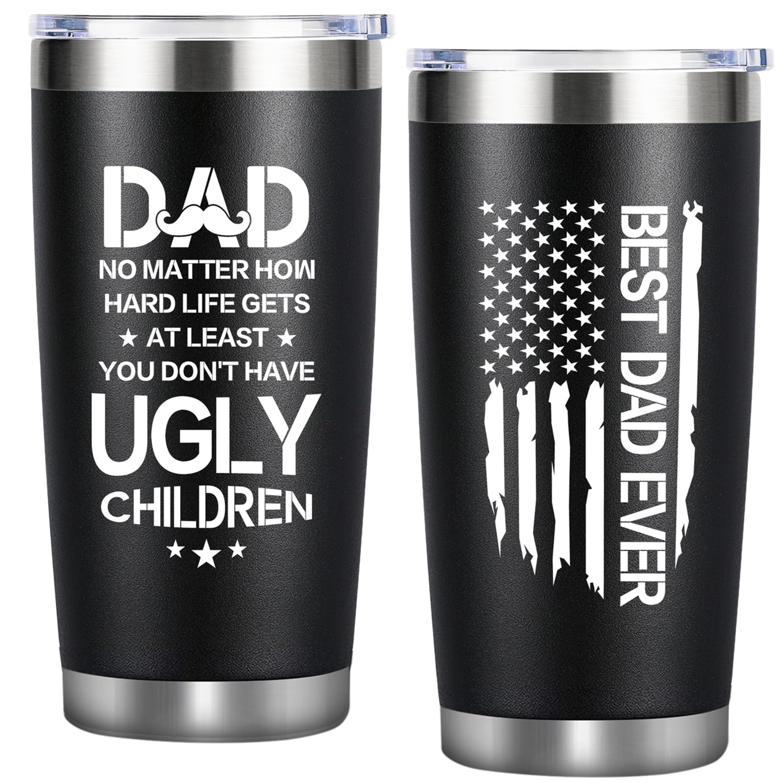 Best Dad Gifts from Kids, Son, Daughter, Funny Christmas Gifts for Dad, Cool Birthday Gifts Dad, Fathers day, Unique Thanksgiving Day Gifts, Dad Travel Coffee Mug Wine Tumbler with Lids and Straw 20oz