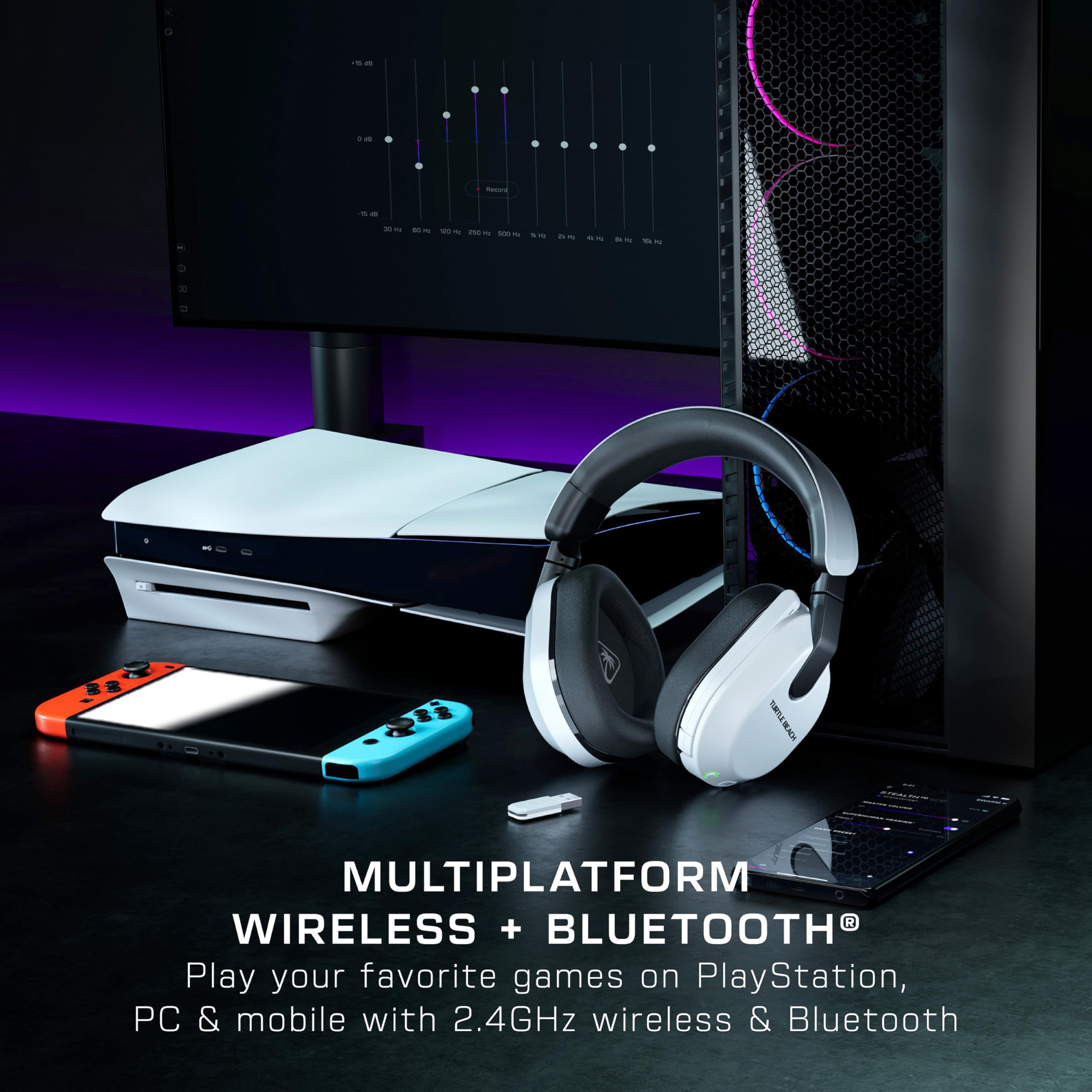 Turtle Beach Stealth 600 Wireless Multiplatform Amplified Gaming Headset for PS5, PS4, PC, & Mobile – Bluetooth, 80-Hr Battery, Noise-Cancelling Flip-to-Mute Mic, 50mm Speakers – White