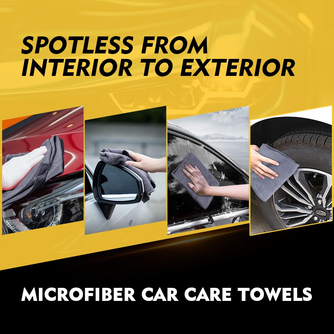 HOMEXCEL Grey Microfiber Cleaning Cloths 12 Pack, 12.5 x 12.5 inch Microfiber Towel for Cars, Ultra Absorbent Car Washing Cloth, Lint Free Streak Free Cleaning Rags for Car, Kitchen, and Window