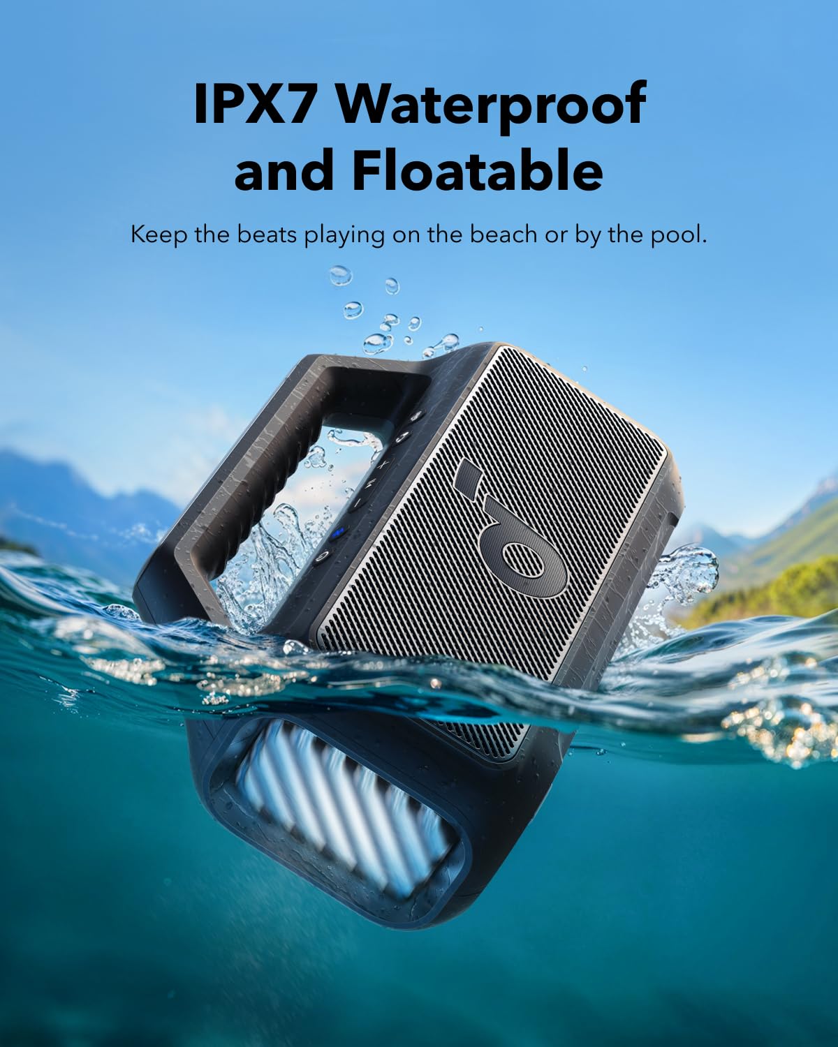 Soundcore Boom 2 Outdoor Speaker, 80W, Subwoofer, BassUp 2.0, 24H Playtime, IPX7 Waterproof, Floatable, RGB Lights, USB-C, Custom EQ, Bluetooth 5.3, Portable for Outdoors, Camping (Renewed)