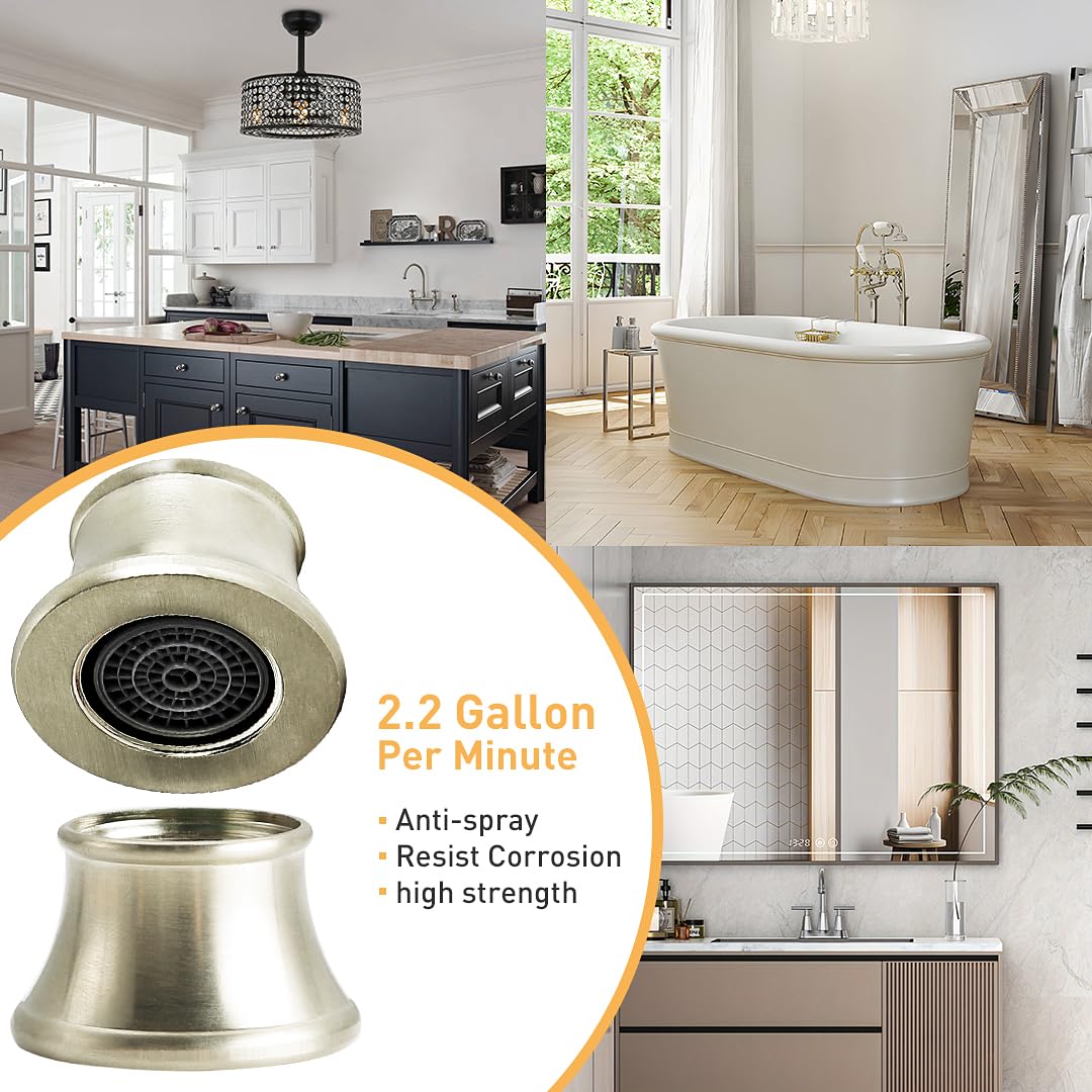 Faucet Aerator Compatible with Moen 116618BN, Faucet Parts High Flow Sink Aerator Replacement for Shower Bathroom Kitchen 2.2 Gallon Per Minute,Brushed Nickel Finish