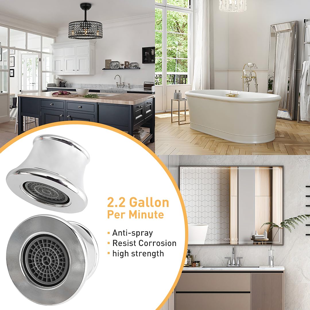 Faucet Aerator Compatible with Moen 101964 116618, Fit for Shower Bathroom Kitchen Faucet Parts, High Flow Sink Aerator Replacement, 2.2 Gallon Per Minute, Finish Chrome