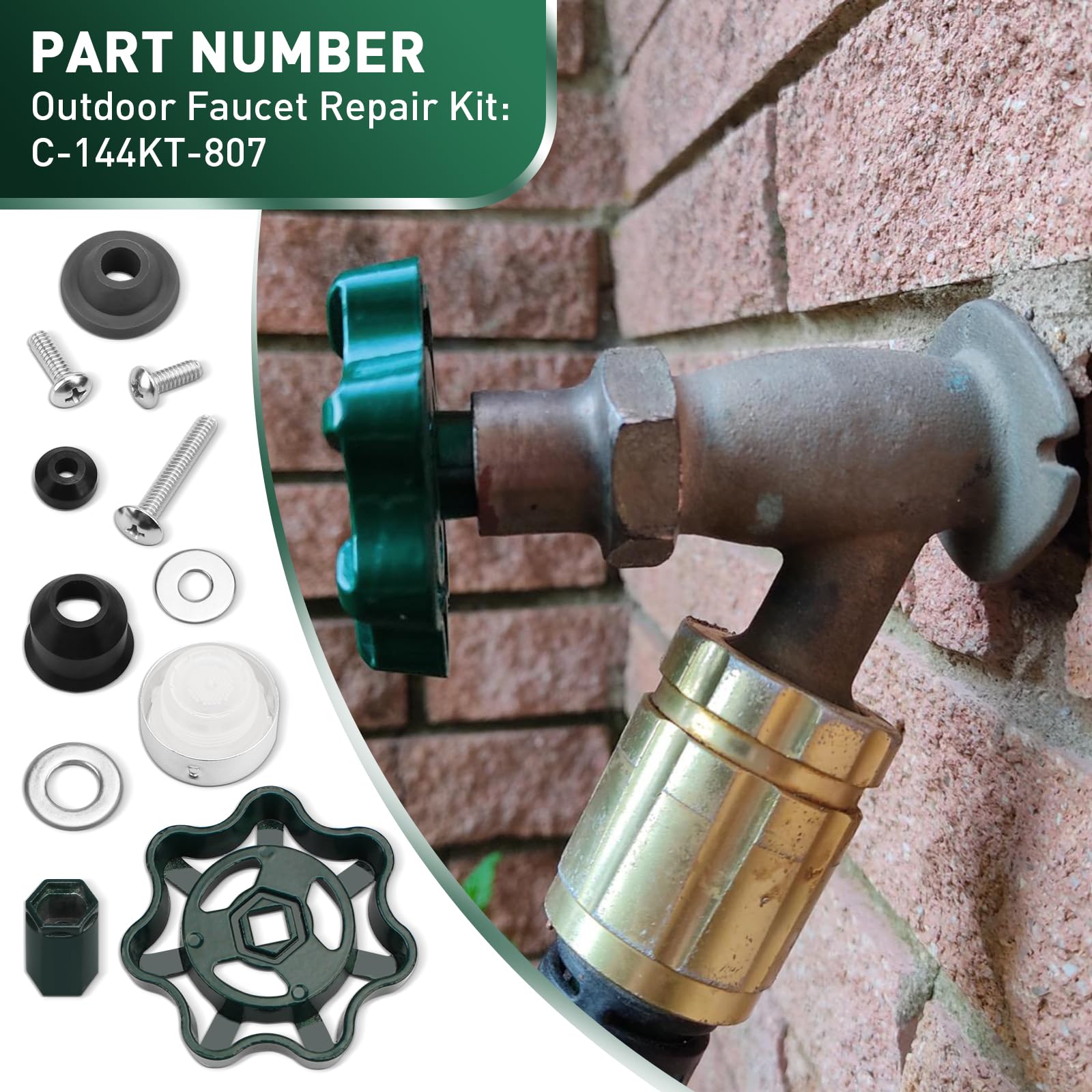 Aulpq C-144KT-807 Outdoor Faucet Repair Kit, for Prier C-144/244 Series Wall Hydrant