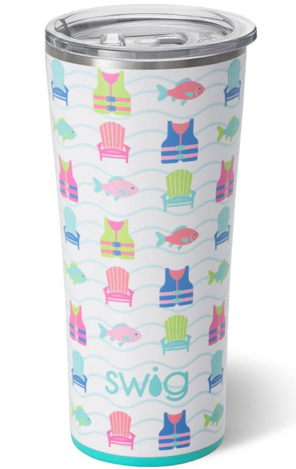 Swig Life 22oz Insulated Tumbler, Travel Coffee Tumbler with Lid, Cup Holder Friendly Travel Coffee Mug, Stainless Steel Thermos (Lake Girl)