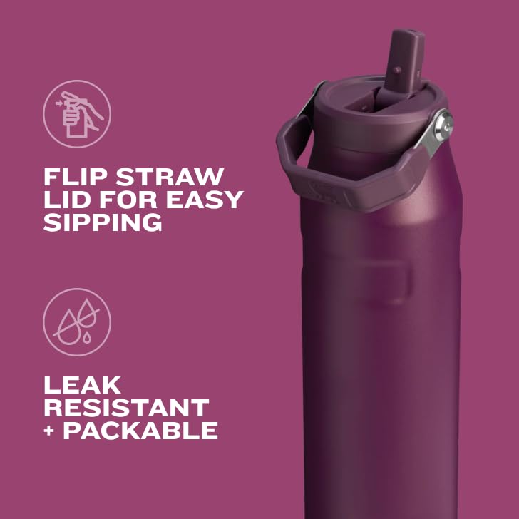 Stanley IceFlow Flip Straw 2.0 Water Bottle 24 OZ | Built-In Straw with Larger Opening | Lightweight & Leak-Resistant | Insulated Stainless Steel | BPA-Free | Lilac