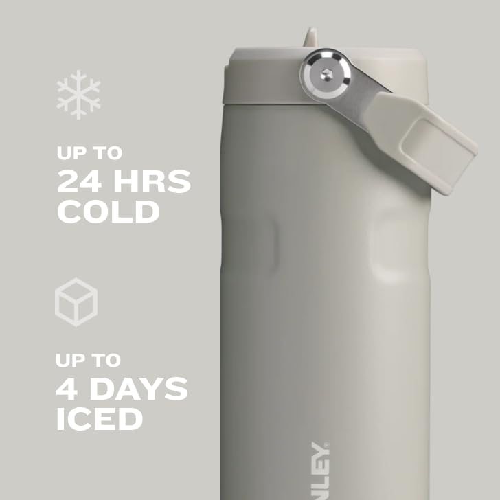 Stanley IceFlow Flip Straw 2.0 Water Bottle 24 OZ | Built-In Straw with Larger Opening | Lightweight & Leak-Resistant | Insulated Stainless Steel | BPA-Free | Pomelo