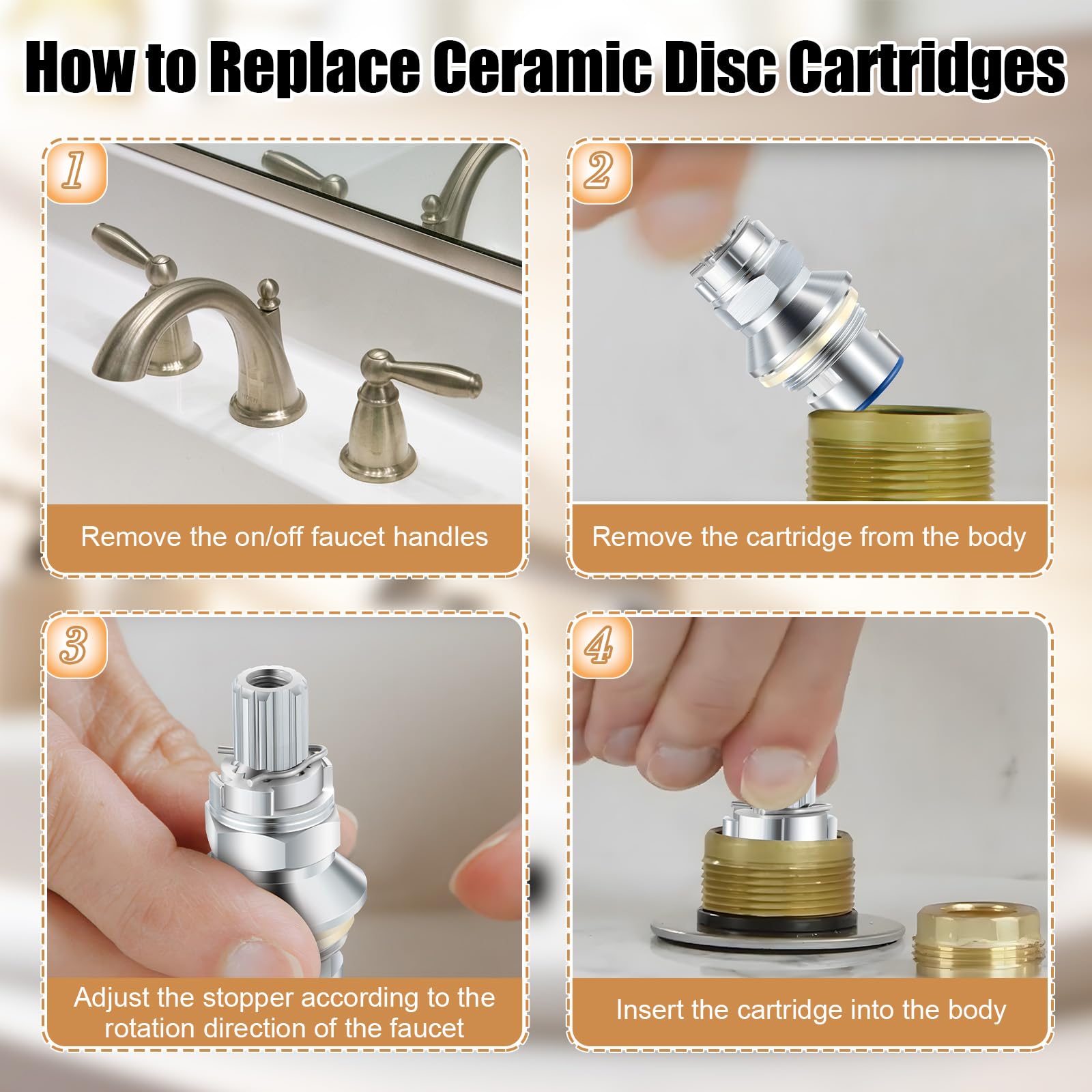 Enhon 2 Pack Ceramic Disc Cartridge Replacement for 910-9000, Compatible with Price Pfister Hot & Cold Ceramic Valve, For Use on Two Handle Lavatory and Kitchen Faucets, 12 Point Broach
