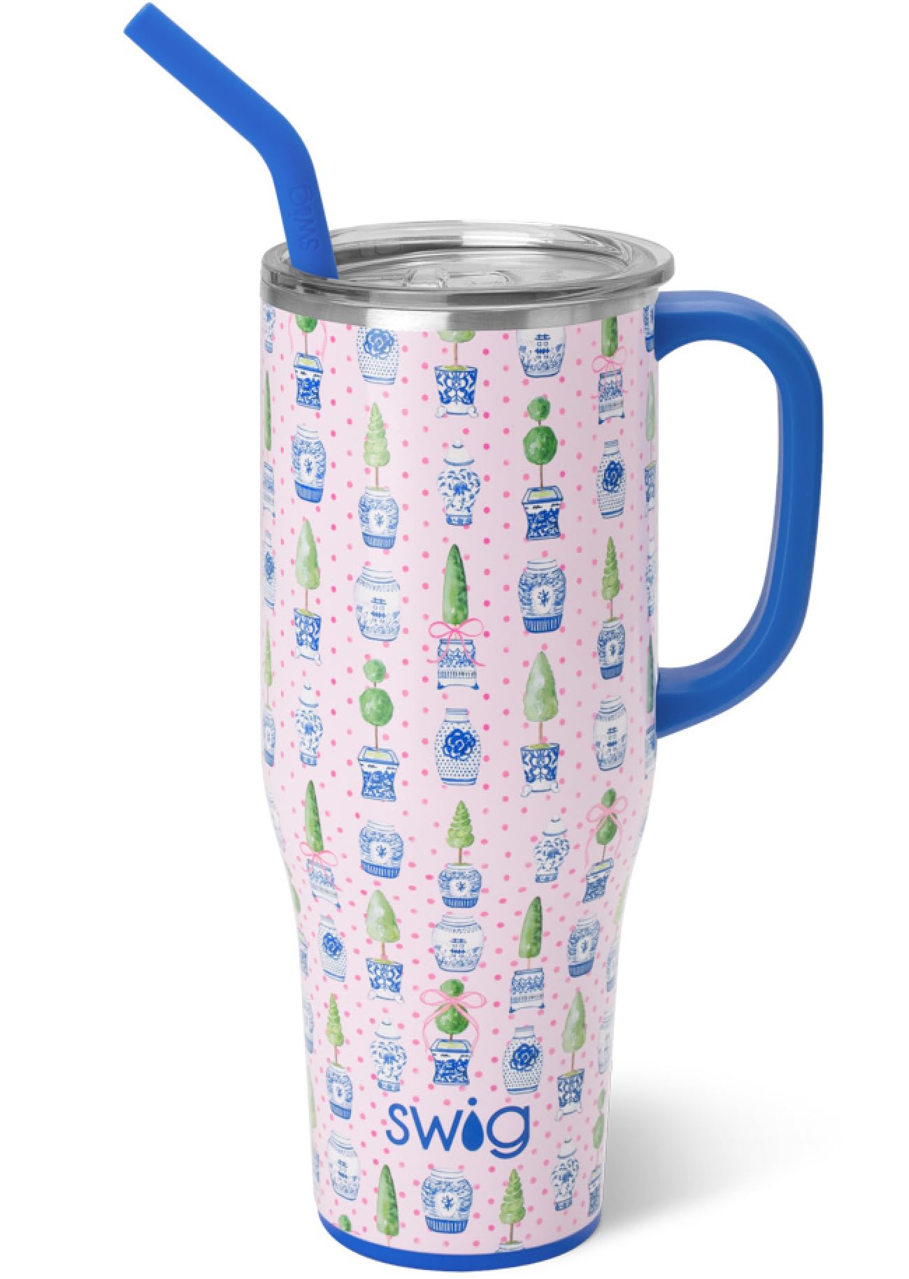 Swig Life 40oz Mega Mug, 40 oz Tumbler with Handle and Straw, Cup Holder Friendly, Dishwasher Safe, Extra Large Insulated Tumbler, Stainless Steel (Ginger Jars)