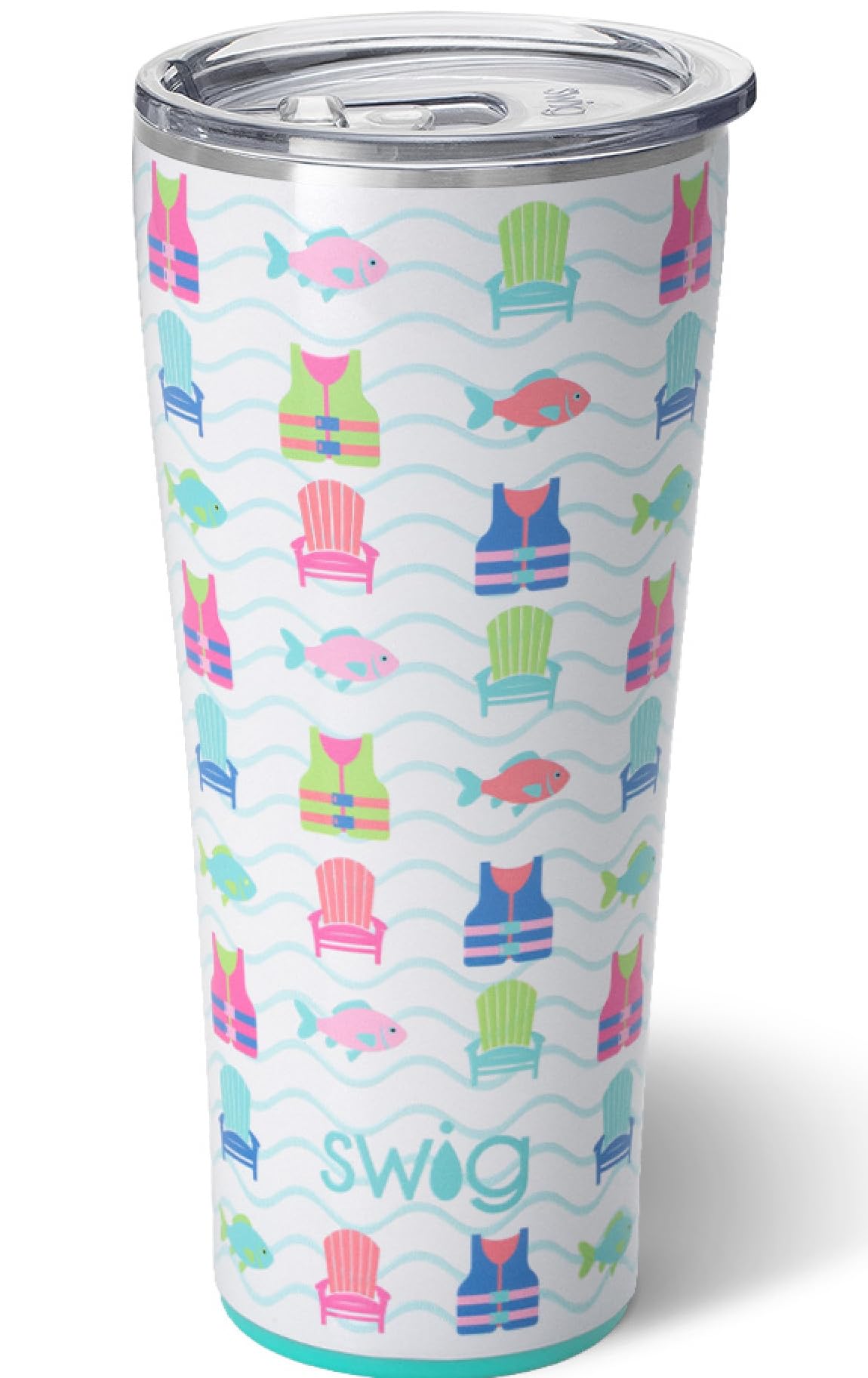 Swig Life 32oz Insulated Tumbler, Travel Coffee Tumbler with Lid, Cup Holder Friendly Travel Coffee Mug, Stainless Steel Thermos with Lid (Lake Girl)
