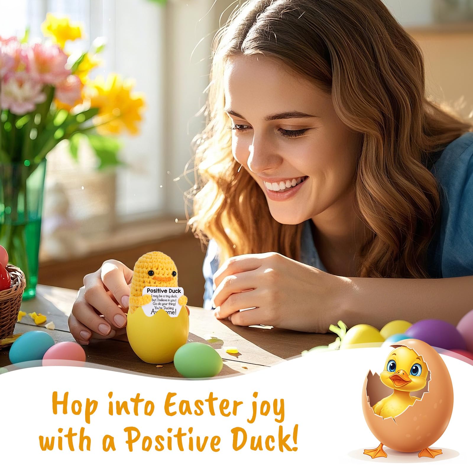 MBL Easter Basket Essentials Stuffers Duck – Handmade Emotional Cheer Support Positive Funny Pickle Potato Nuggets for Men Women Friends Coworkers, Birthday for Him Her