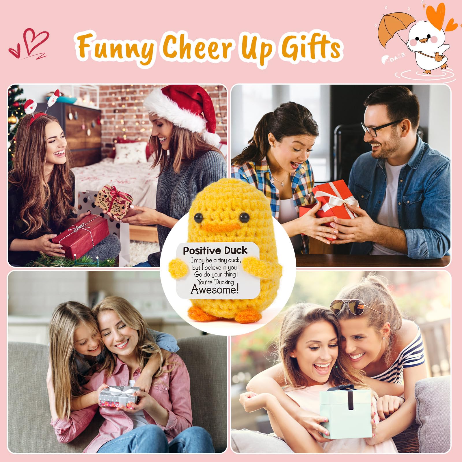 MBL Easter Basket Essentials Stuffers Duck – Handmade Emotional Cheer Support Positive Funny Pickle Potato Nuggets for Men Women Friends Coworkers, Birthday for Him Her