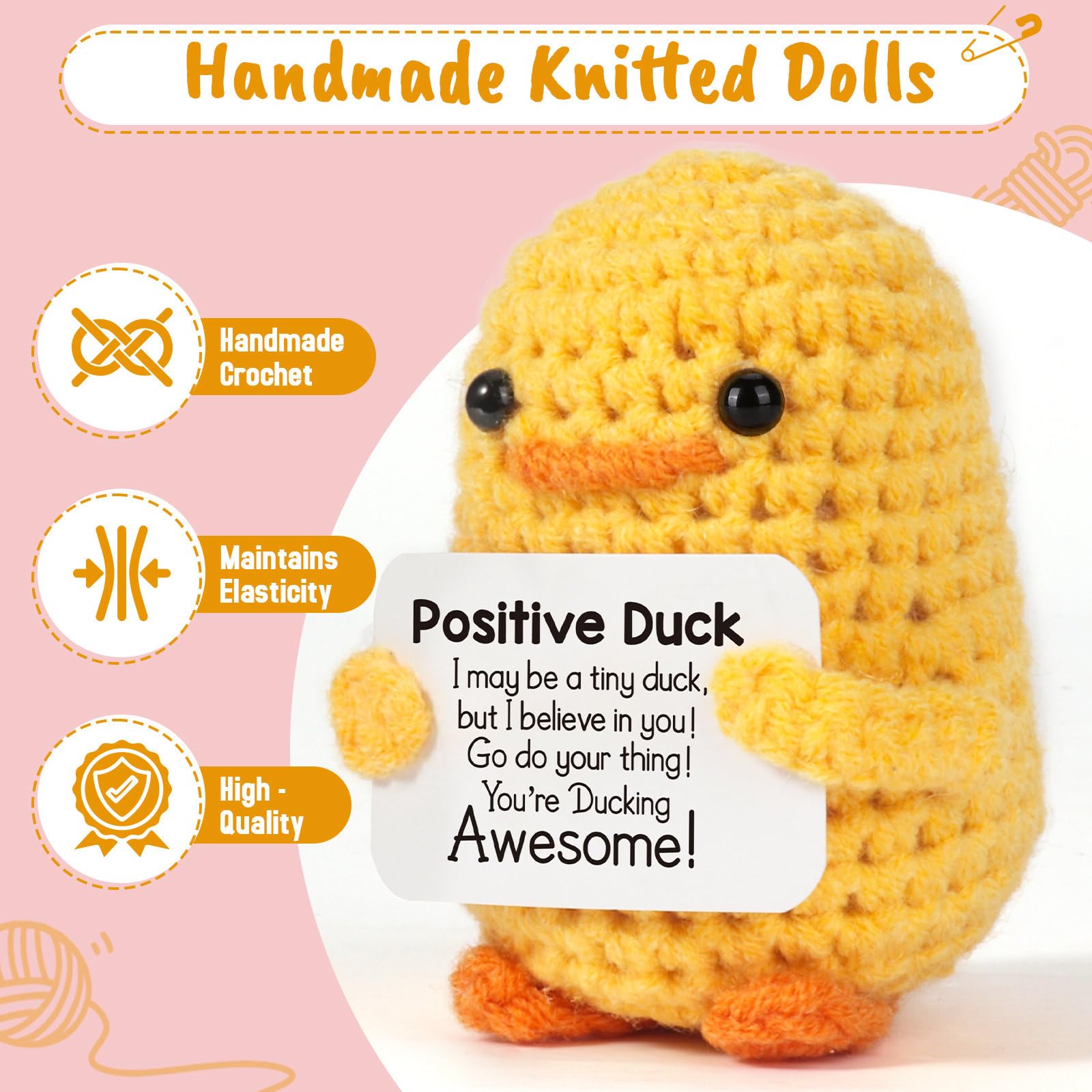 MBL Easter Basket Essentials Stuffers Duck – Handmade Emotional Cheer Support Positive Funny Pickle Potato Nuggets for Men Women Friends Coworkers, Birthday for Him Her