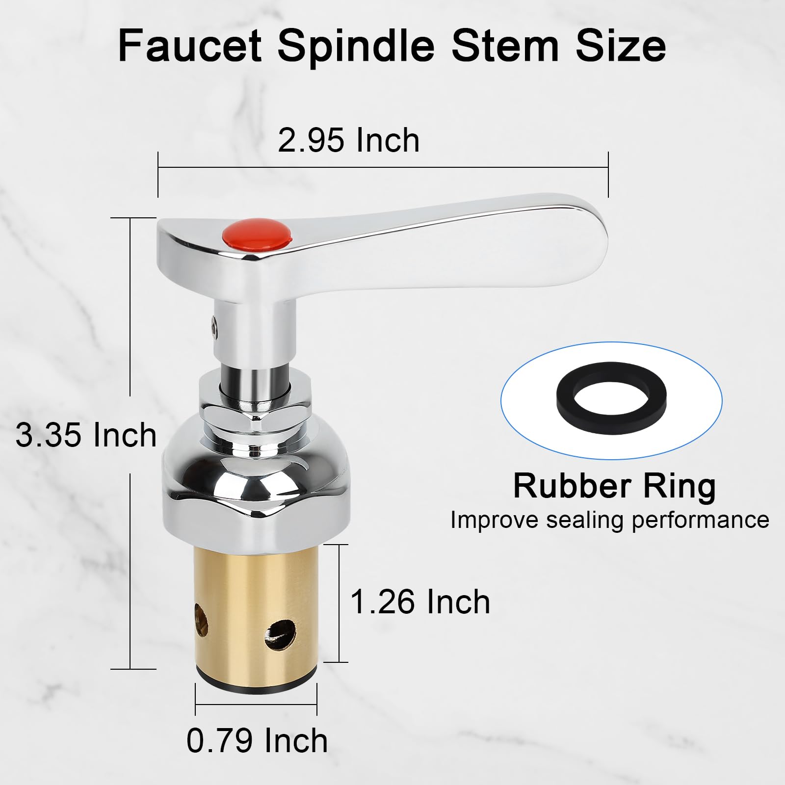 Handle Stem Assembly Replacement Valve Hot & Cold, Brass Spindle Assembly Cartridge Faucet Valve for Kitchen Wall Mount Commercial Faucet