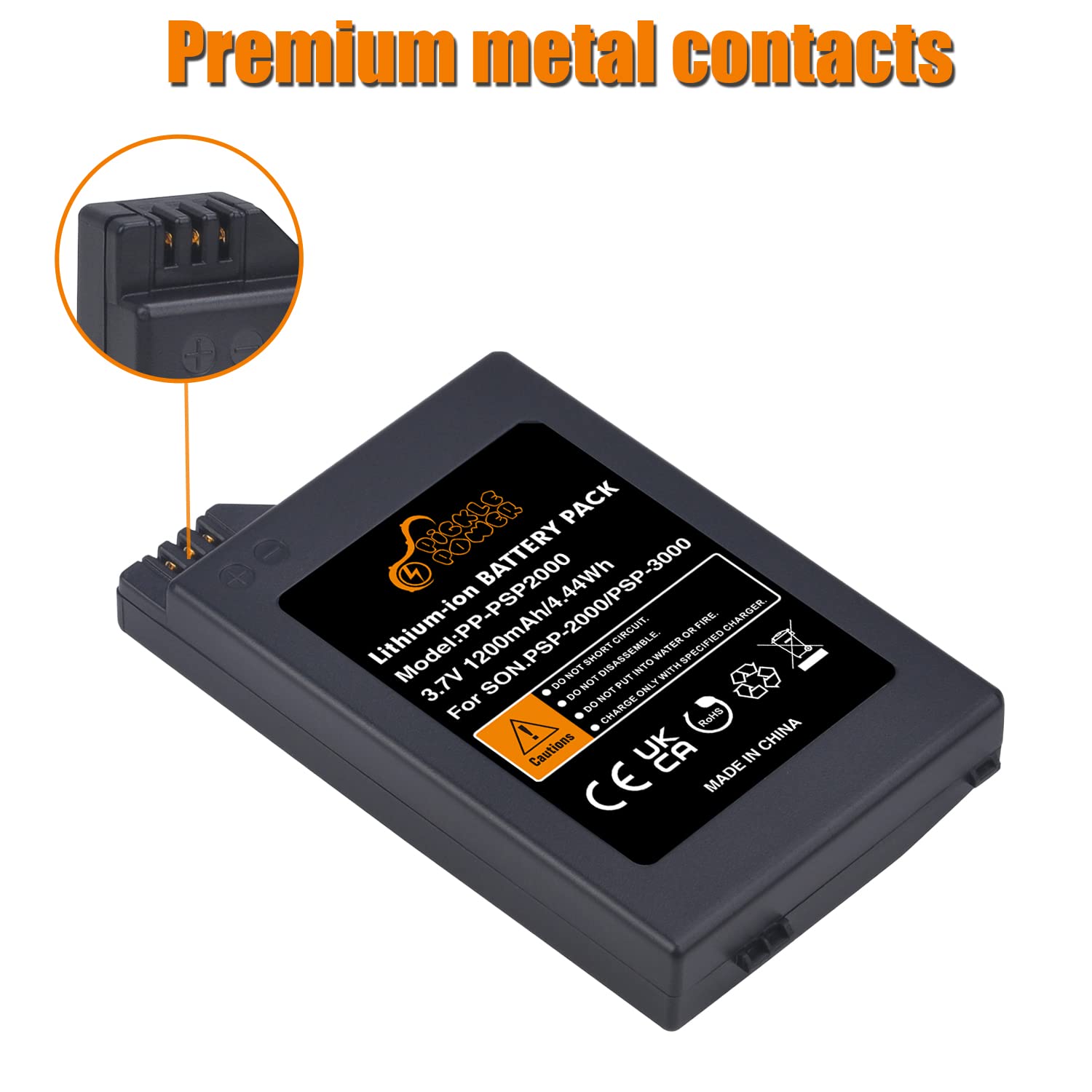 Pickle Power PSP 3000/2000 Battery with PSP Charger Cable for PSP 3000 / PSP Slim 2000 PSP-S110,PSP-3001, PSP-3000, PSP-3002, PSP-3004, PSP-2001, PSP Slim Console