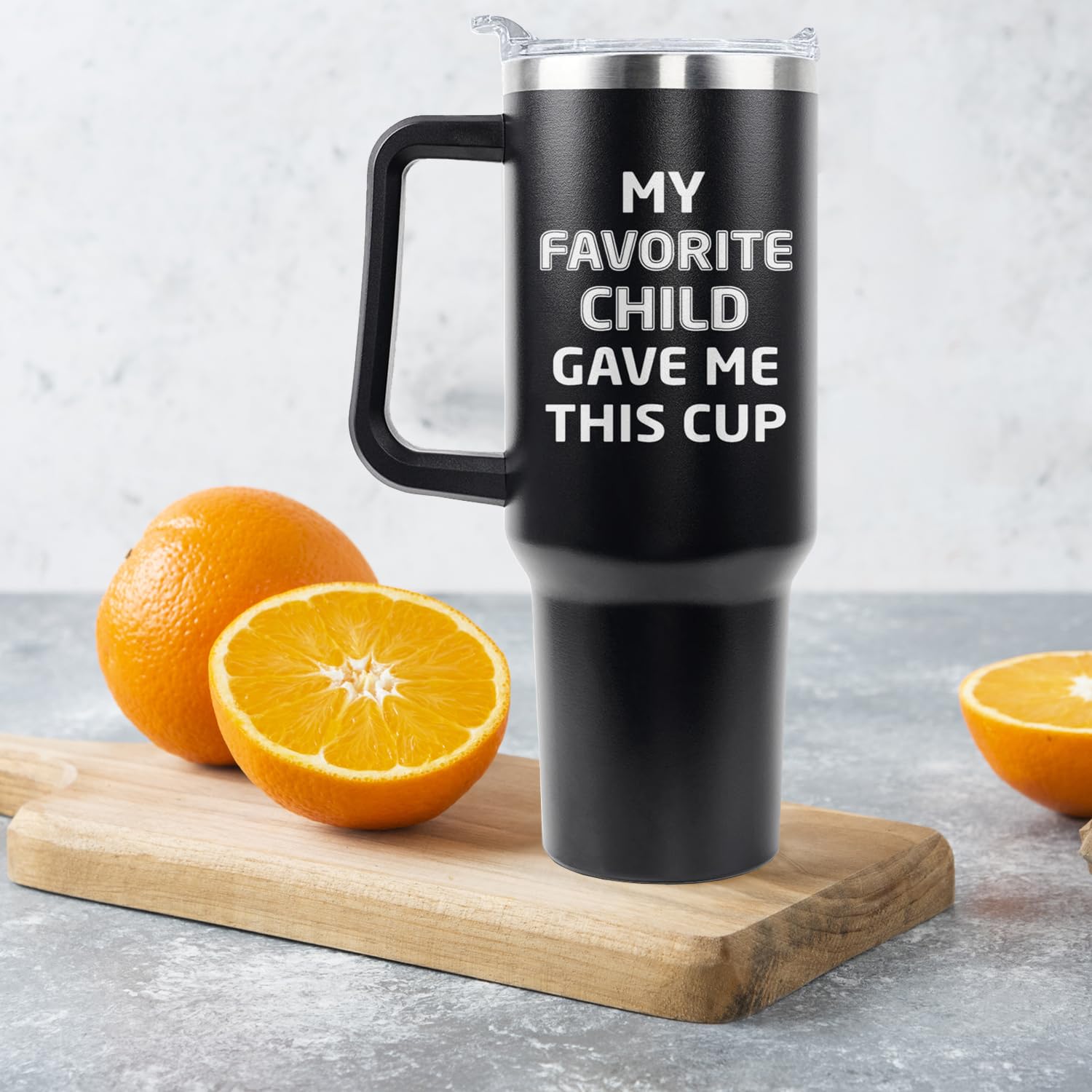 BBsoft My Favorite Child Gave Me This Cup 40 oz Tumbler with Handle Coffee Mug Drinking Cup for Dad Fathers Day Birthday Christmas Gifts from Daughter Son