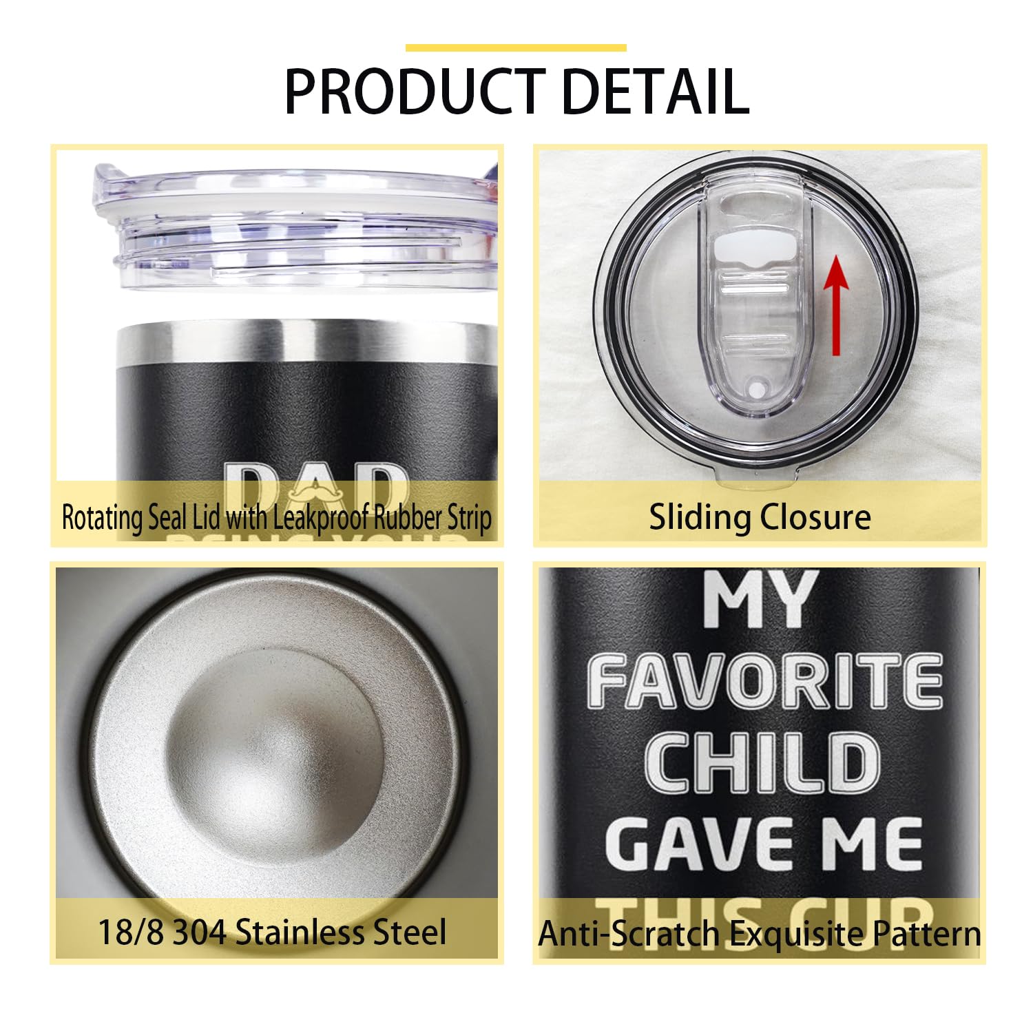 BBsoft My Favorite Child Gave Me This Cup 40 oz Tumbler with Handle Coffee Mug Drinking Cup for Dad Fathers Day Birthday Christmas Gifts from Daughter Son