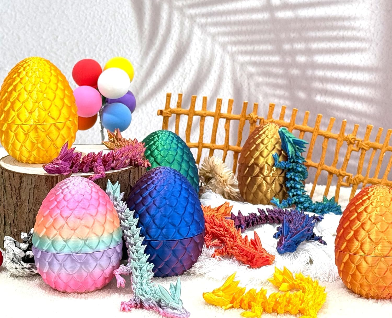 Dragon Egg 12In Dragon Toy 3D Printed Dragon Fidget Toys, 3D Printed Dragon Egg with Articulated Dragon Inside, Fidget Toys for Autism/ADHD, Easter Gifts(Bluegreen)