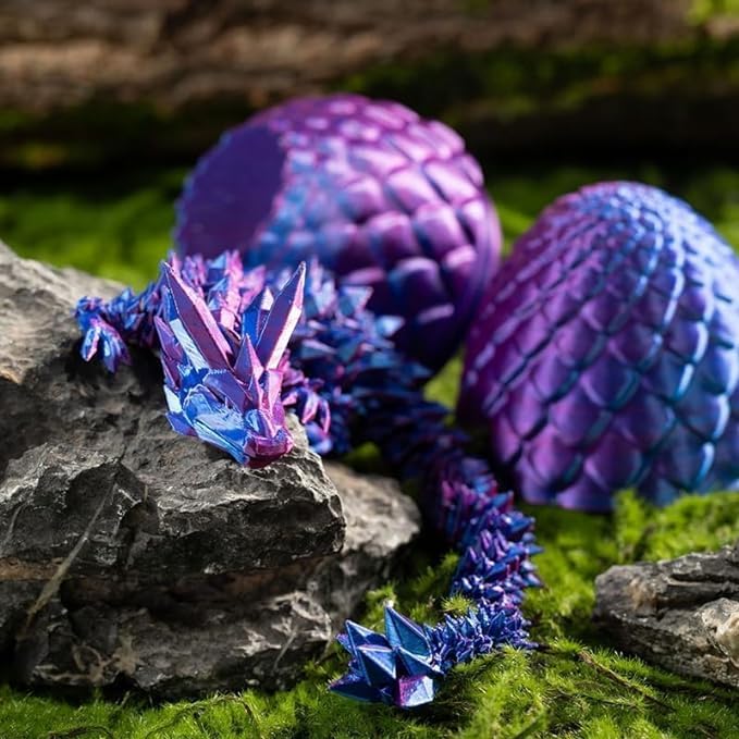 Dragon Egg 12In Dragon Toy 3D Printed Dragon Fidget Toys, 3D Printed Dragon Egg with Articulated Dragon Inside, Fidget Toys for Autism/ADHD, Easter Gifts(Bluegreen)