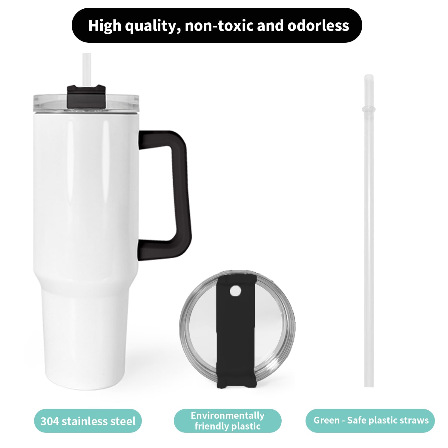Icesip 40 oz Sublimation Tumblers with Black Handle Lid and Straw 12 Pack Stainless Steel Double Wall Vacuum Insulated Travel Mug Cup Bulk Sublimation Blank for DIY Gift