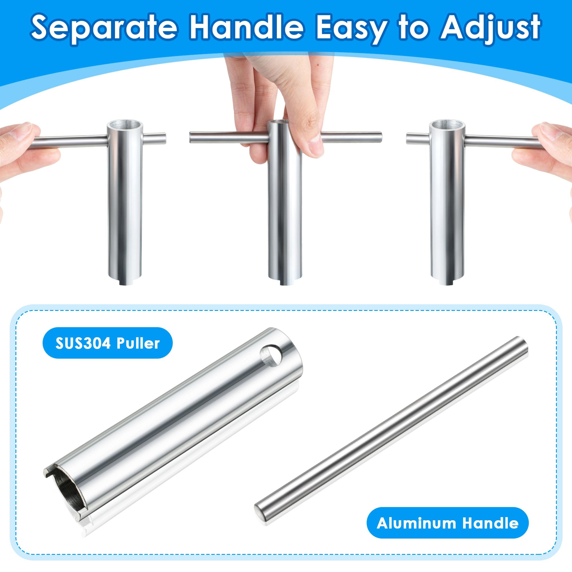 Feekoon Cartridge Retainer Removal Tool with Handle Compatible with Moen 14272, Easy to Push and Pull Rebuild Cartridge Puller Replacement for 1224, 1234, 1248 Faucet Bathtub Replacement Part (Silver)