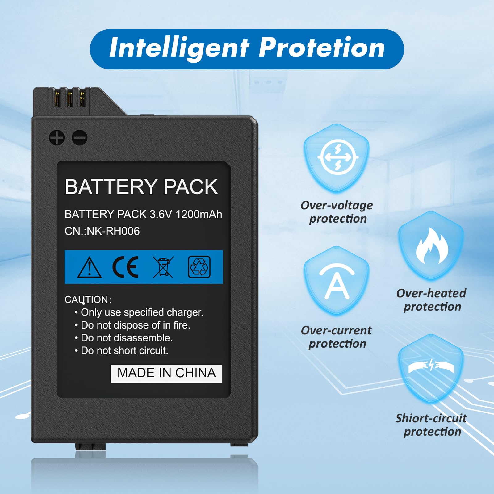 KEKUCULL 2Pcs Rechargeable Battery Real Capacity 1200mAh Lithium Ion Battery Pack Replacement for PSP-2000, PSP-2001, PSP-3000, PSP-3001, PSP-3002, PSP-3004, PSP Lite, and PSP Slim Console