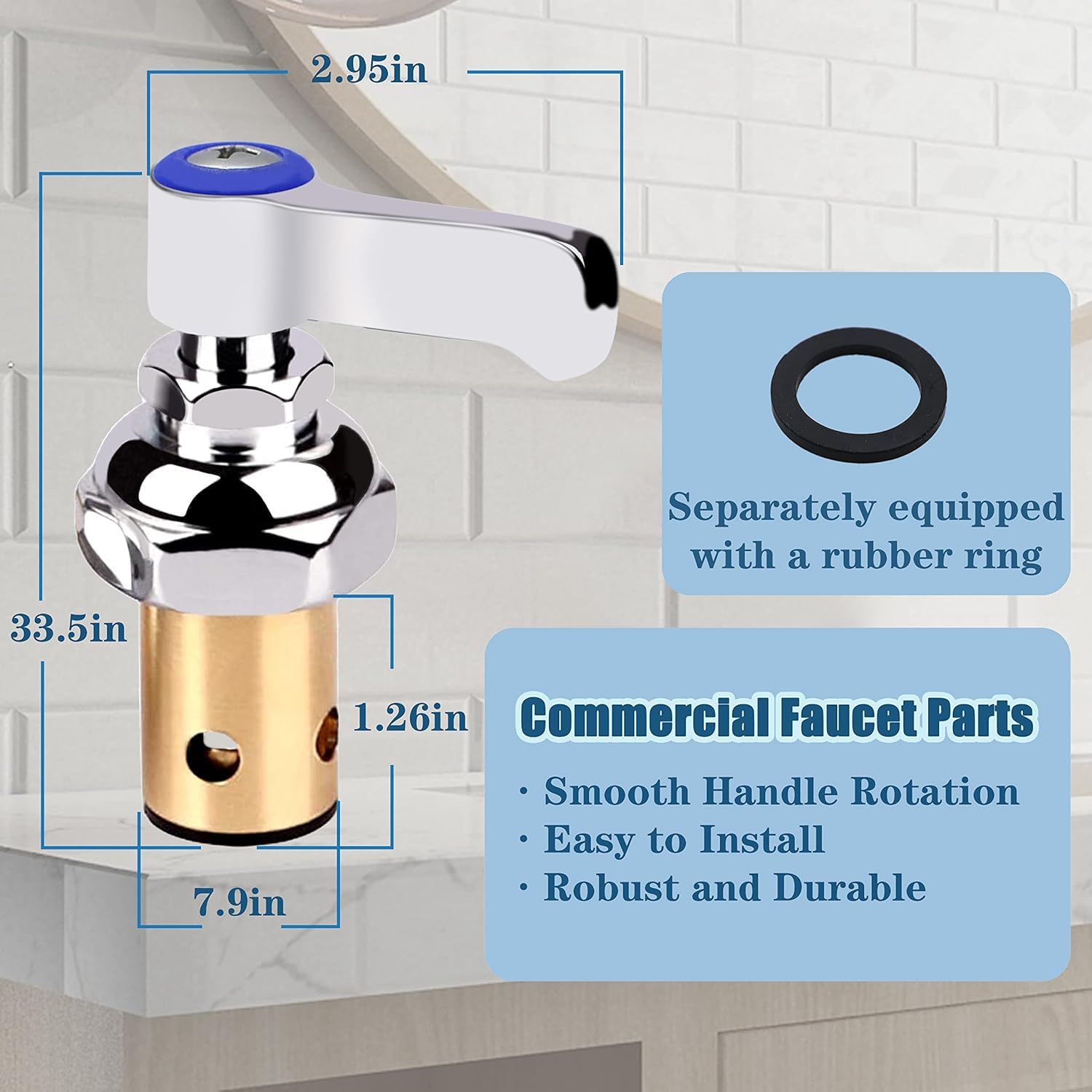 002713-40 Cold Side Handle Stem Assembly Replacement Parts Fit for T&S Brass All Faucets, Blue