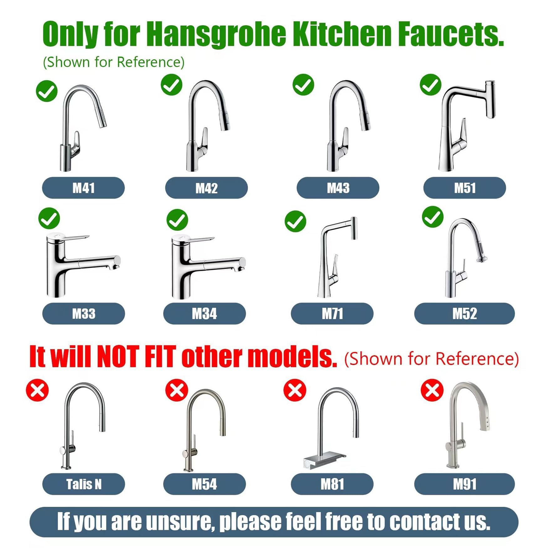 88624000 Kitchen Faucet Hose Replacement Part for Hansgrohe Pull Down Spray Hose 95507000 95506000, 59-inch