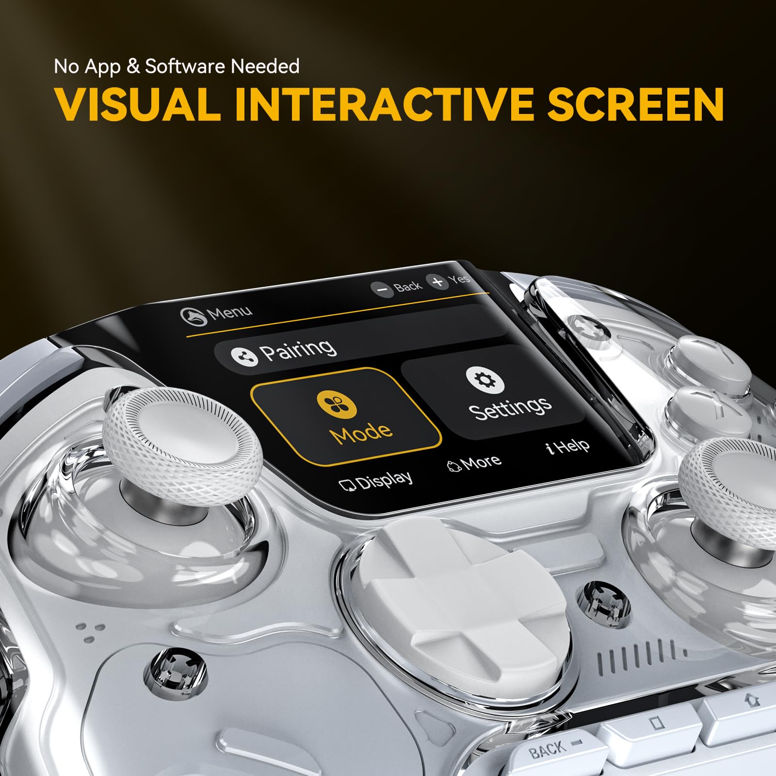ManbaOne Interactive Screen Wireless Gaming Controller for PC/Switch/iOS/Android,Hall Effect Stick & Trigger,RGB Lighting,Remappable Buttons,1800mAh with Charging Dock (White)