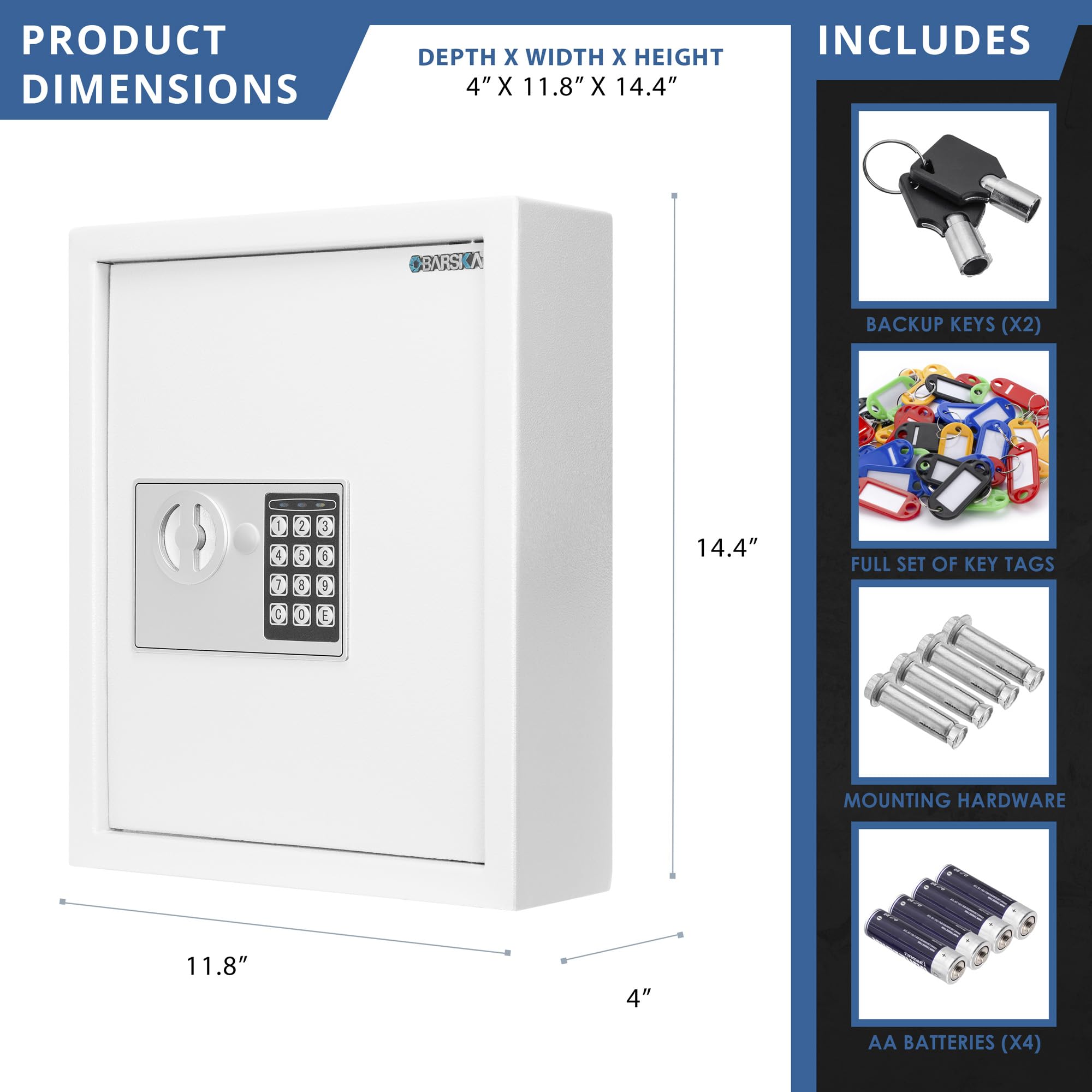 Barska Digital Electronic Keypad Lock Wall Mount 40 Key Cabinet Safe Ideal for Home Hotels Schools & Businesses