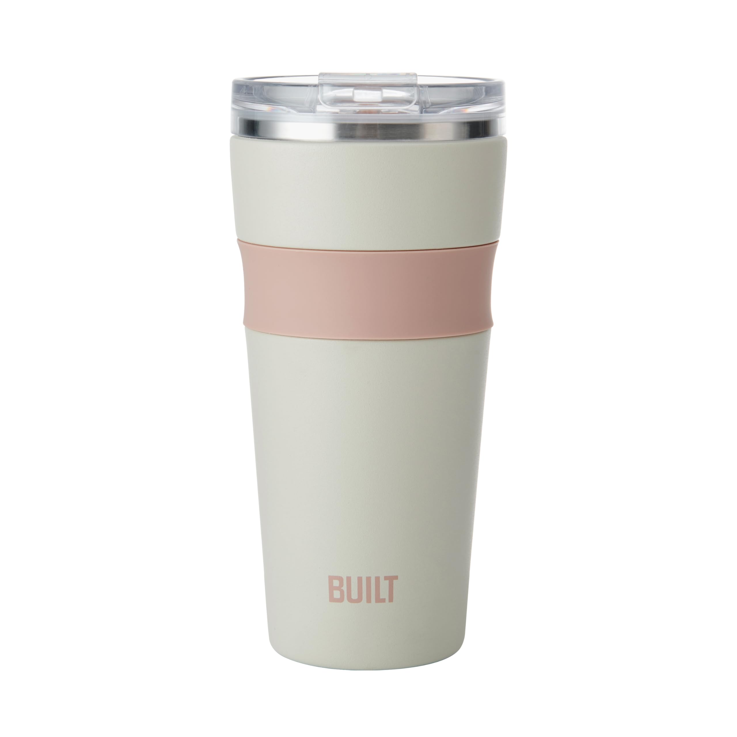 BUILT 24oz Shasta Double Wall Vacuum Insulated Stainless Steel Tumbler with Easy to Clean Flip to Open Lid, Oat