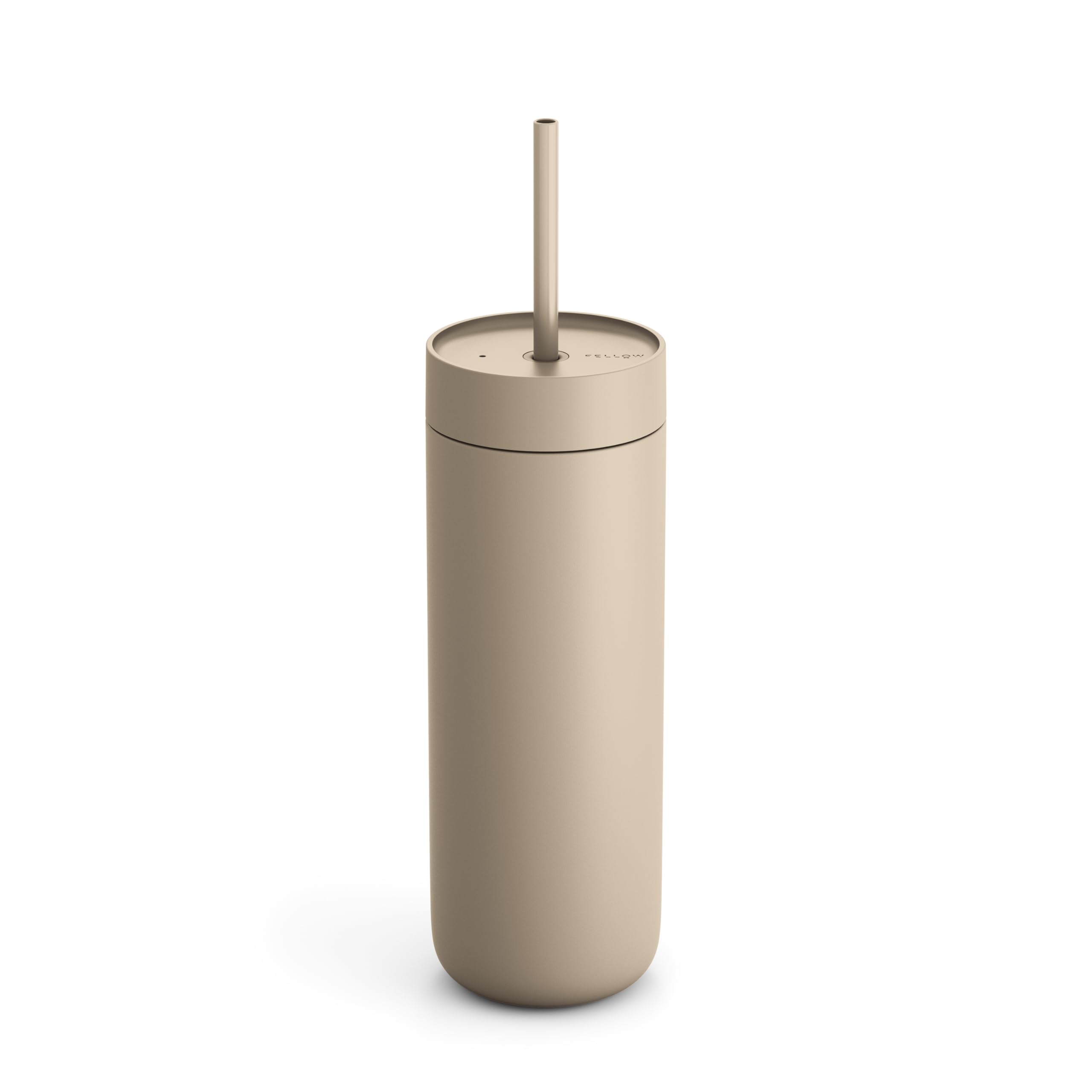 Fellow 20 oz Carter Cold Water Bottle for Water, Iced Tea, Coffee, Smoothies, Iced Coffee & more - Stainless Steel Vacuum-Insulated Iced Coffee tumbler with Spill Resistant lid and straw - Sand Dune