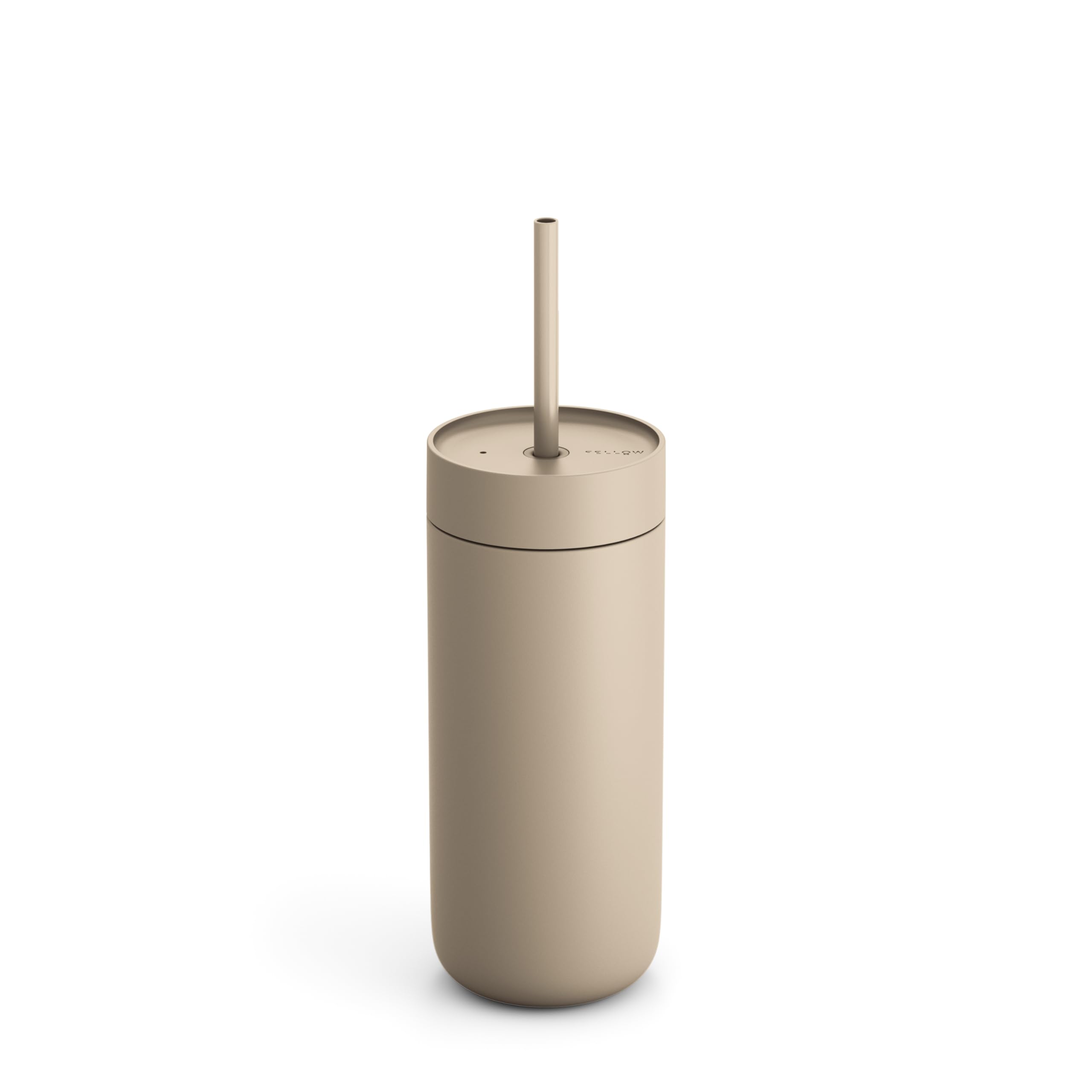 Fellow 16 oz Carter Cold Travel Mug for Water, Iced Tea, Coffee, Smoothies, Iced Coffee & more - Stainless Steel Vacuum-Insulated Iced Coffee tumbler with Spill Resistant lid and straw - Sand Dune