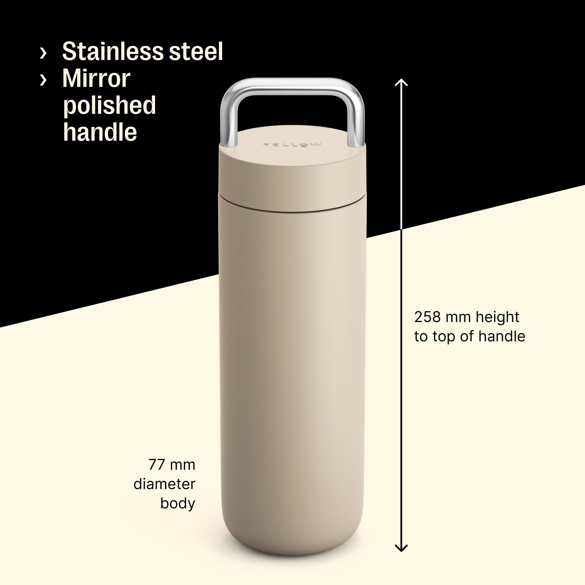 Fellow 20 oz Carter Carry Vacuum Insulated Tumbler for Water, Tea, Coffee, Smoothies, & more - Stainless Steel - Keeps Heat for 12 Hours/Stays Cold for 24 Hours-Leak-Proof Seal-Slim Width-Sand Dune