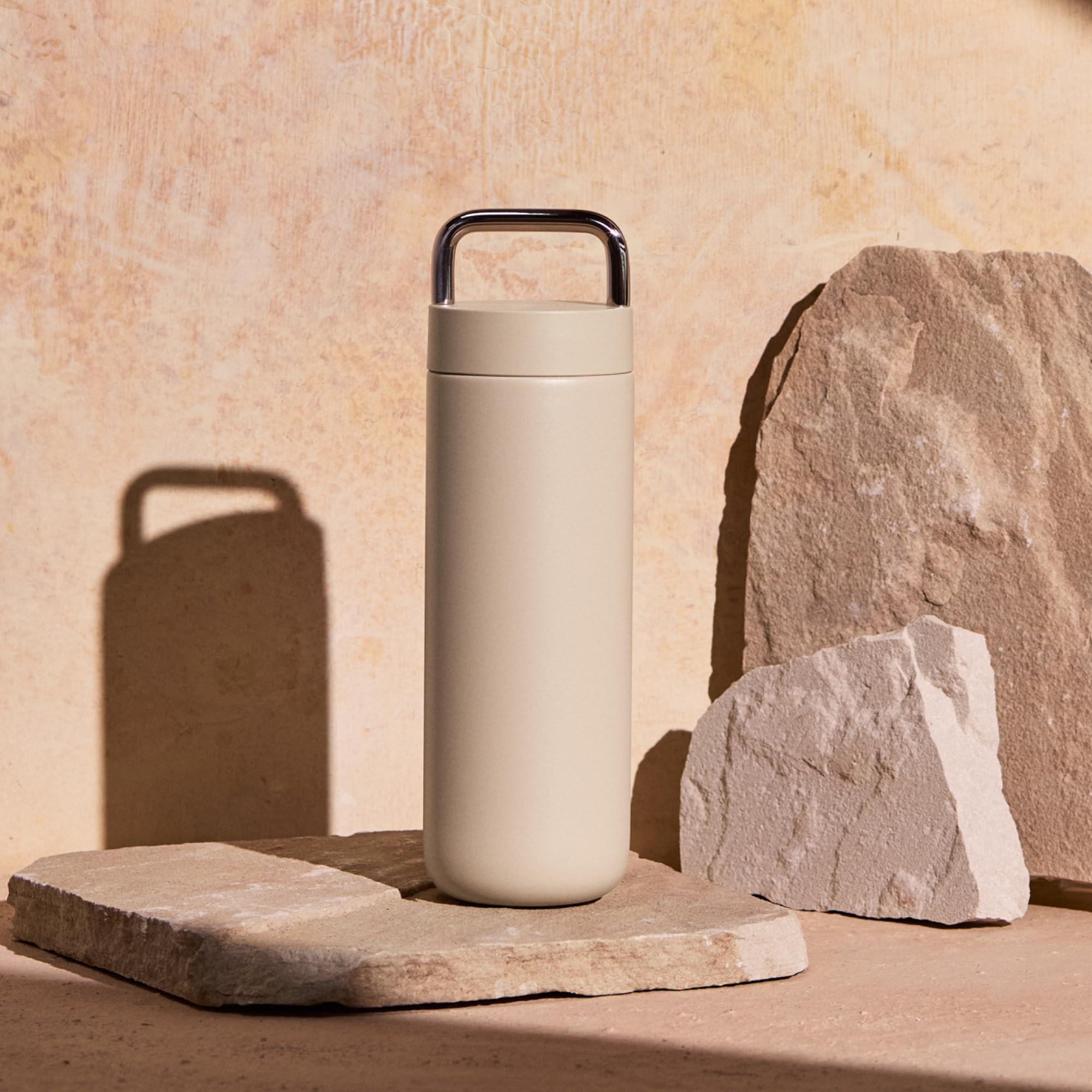 Fellow 20 oz Carter Carry Vacuum Insulated Tumbler for Water, Tea, Coffee, Smoothies, & more - Stainless Steel - Keeps Heat for 12 Hours/Stays Cold for 24 Hours-Leak-Proof Seal-Slim Width-Sand Dune