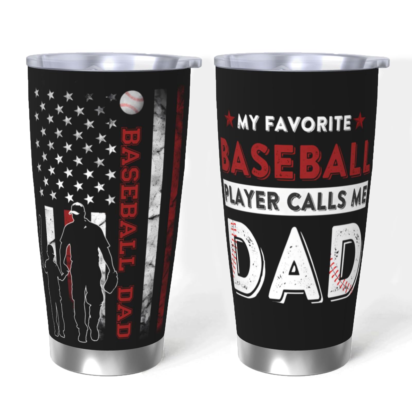KOPOEELK Baseball Dad Tumbler for Dad Gifts, 20oz Insulated Dad Coffee Tumbler with Lid, Birthday Christmas Gift for Dad from Daughter Son