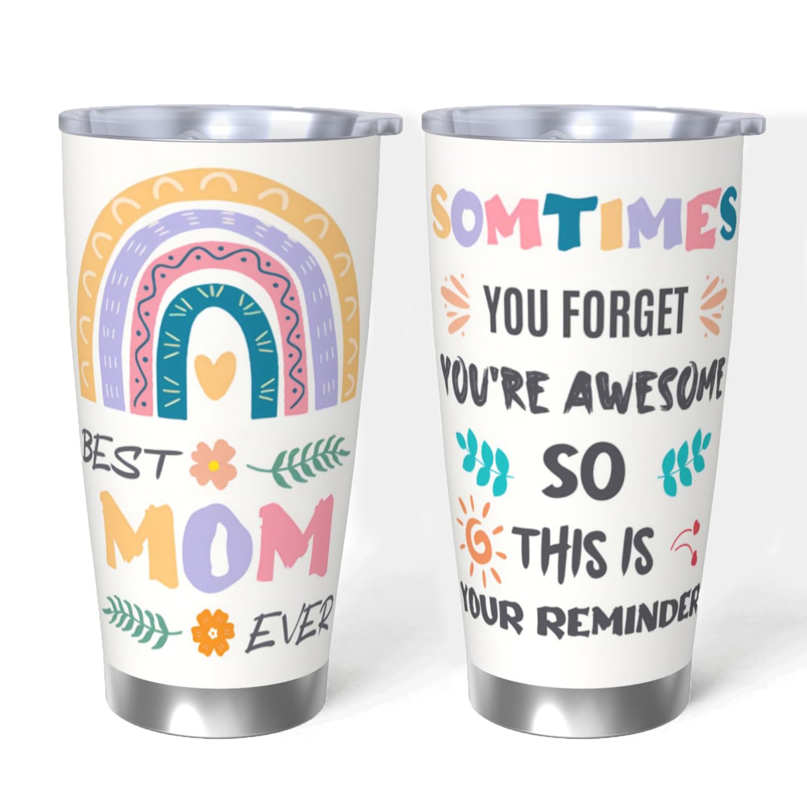 KOPOEELK Mom Tumbler for Best Mom Ever Gifts, Insulated Stainless Steel Coffee Tumbler 20oz, Mom Gifts from Daughter Son, Gifts for Mom Birthday Mothers Day