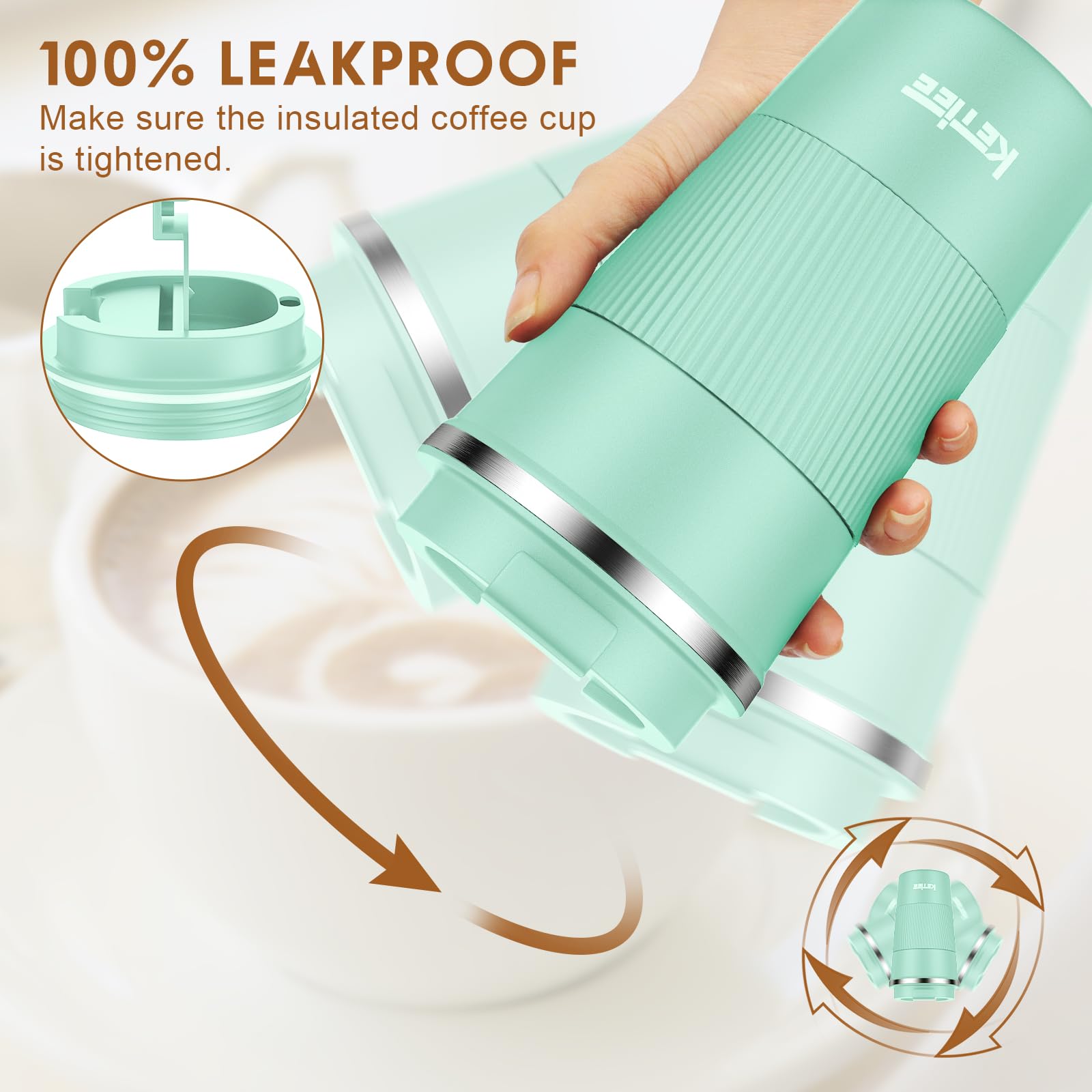 KETIEE 12oz Coffee Mug: Vacuum Insulated Coffee Cup with Leakproof Lid, Travel Coffee Mug Stainless Steel Double Walled Reusable Coffee Cup for Hot and Cold Water Coffee