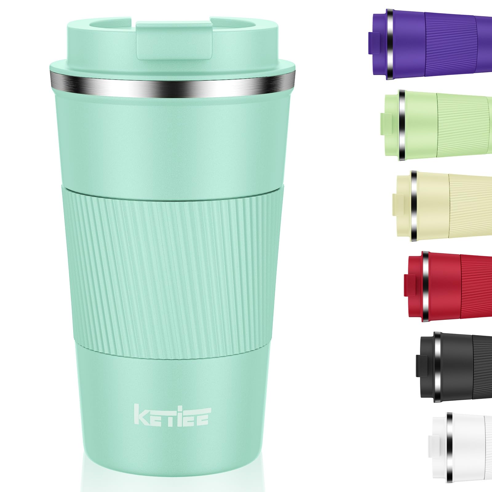 KETIEE 12oz Coffee Mug: Vacuum Insulated Coffee Cup with Leakproof Lid, Travel Coffee Mug Stainless Steel Double Walled Reusable Coffee Cup for Hot and Cold Water Coffee